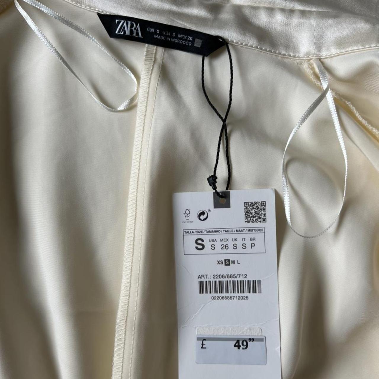 Zara cream silk dress with corset detail and gold... - Depop