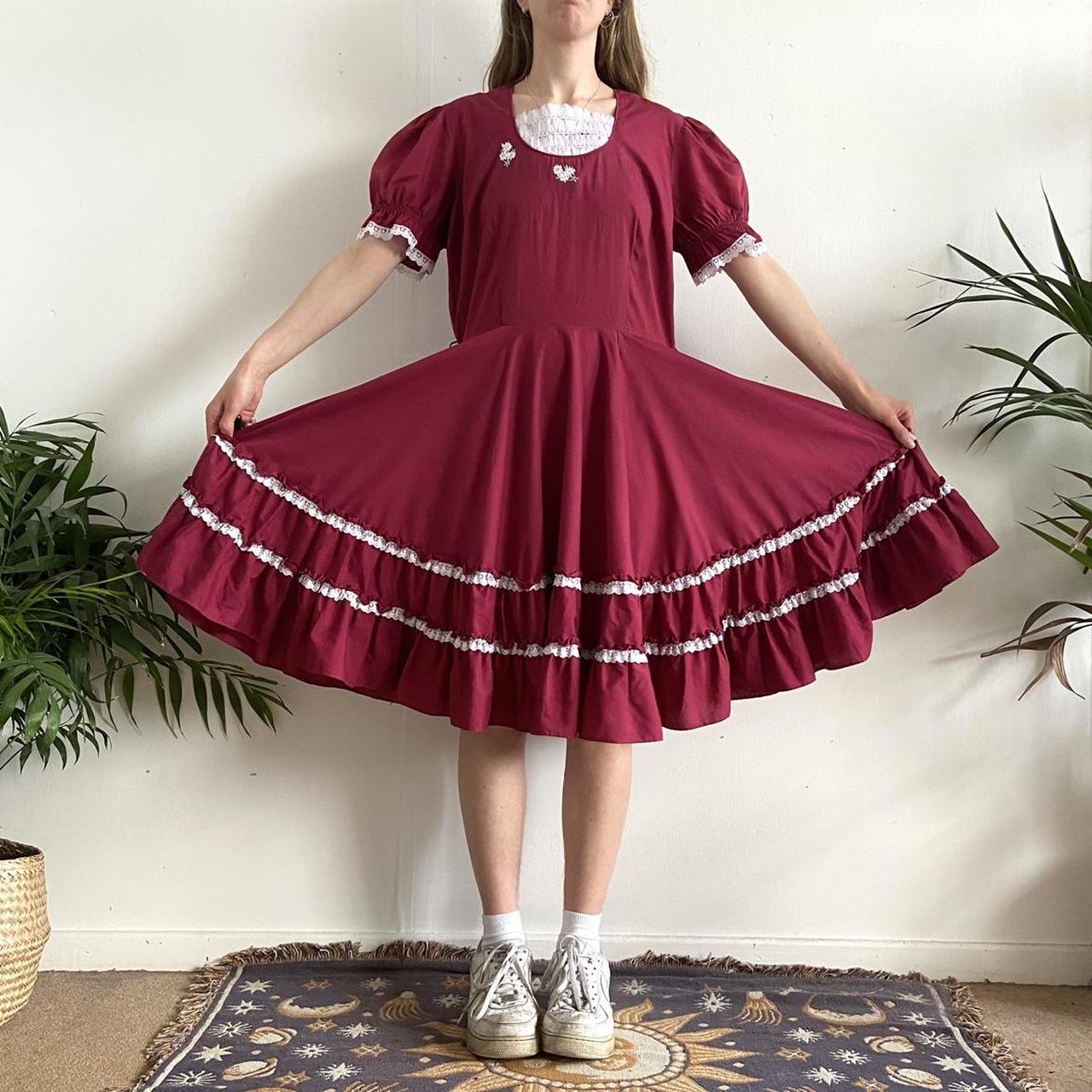 The dreamiest true vintage Red Prairie Dress ... - Depop