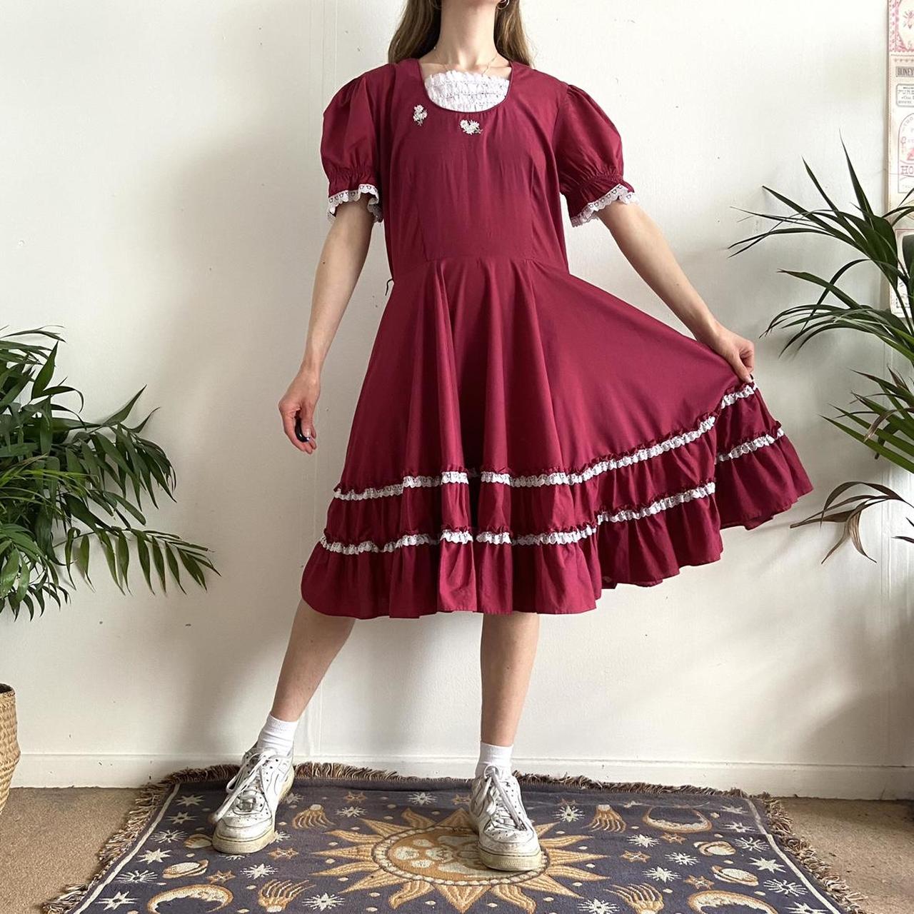 The dreamiest true vintage Red Prairie Dress ... - Depop