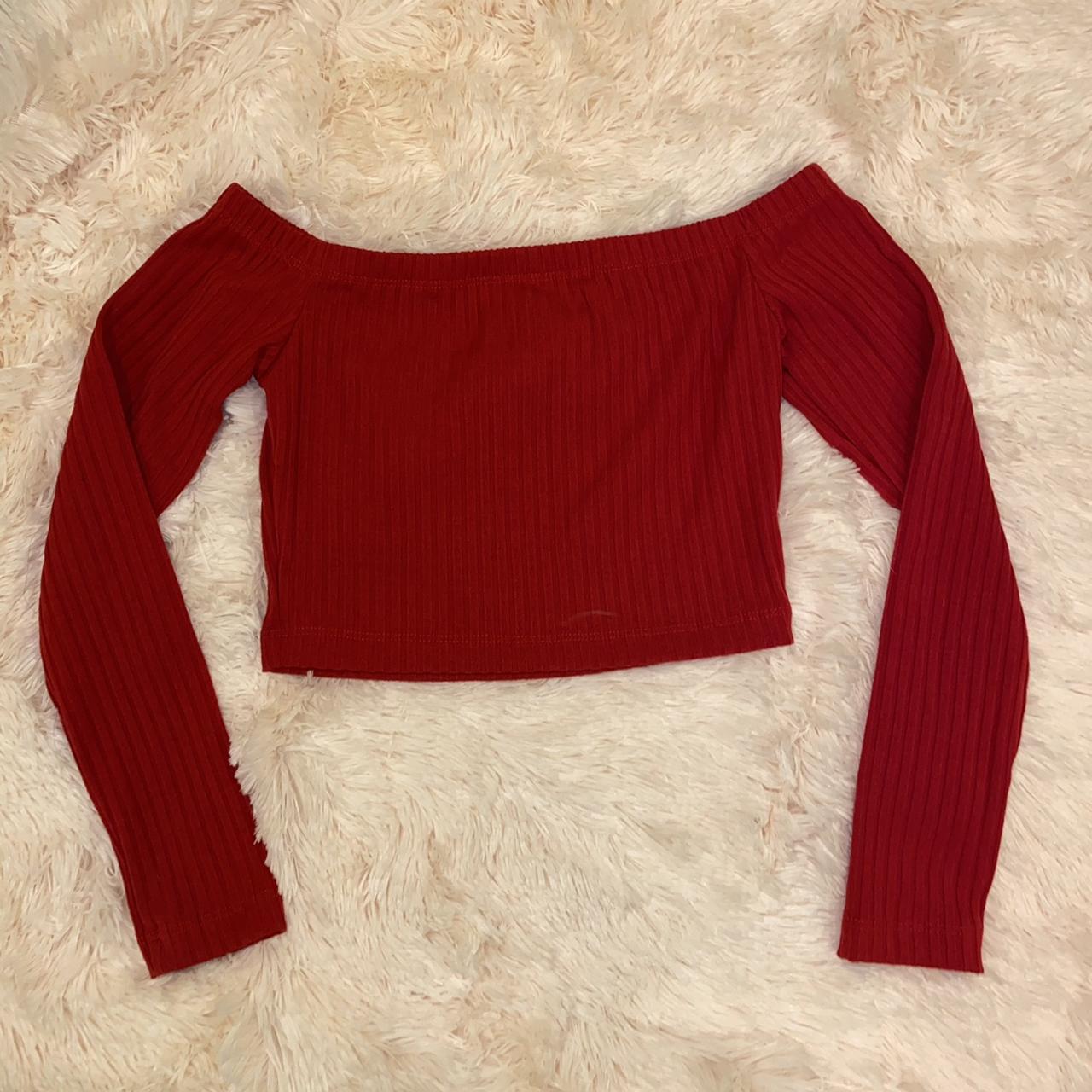 Red Off the shoulder top - stretchy -$12 shipped -... - Depop