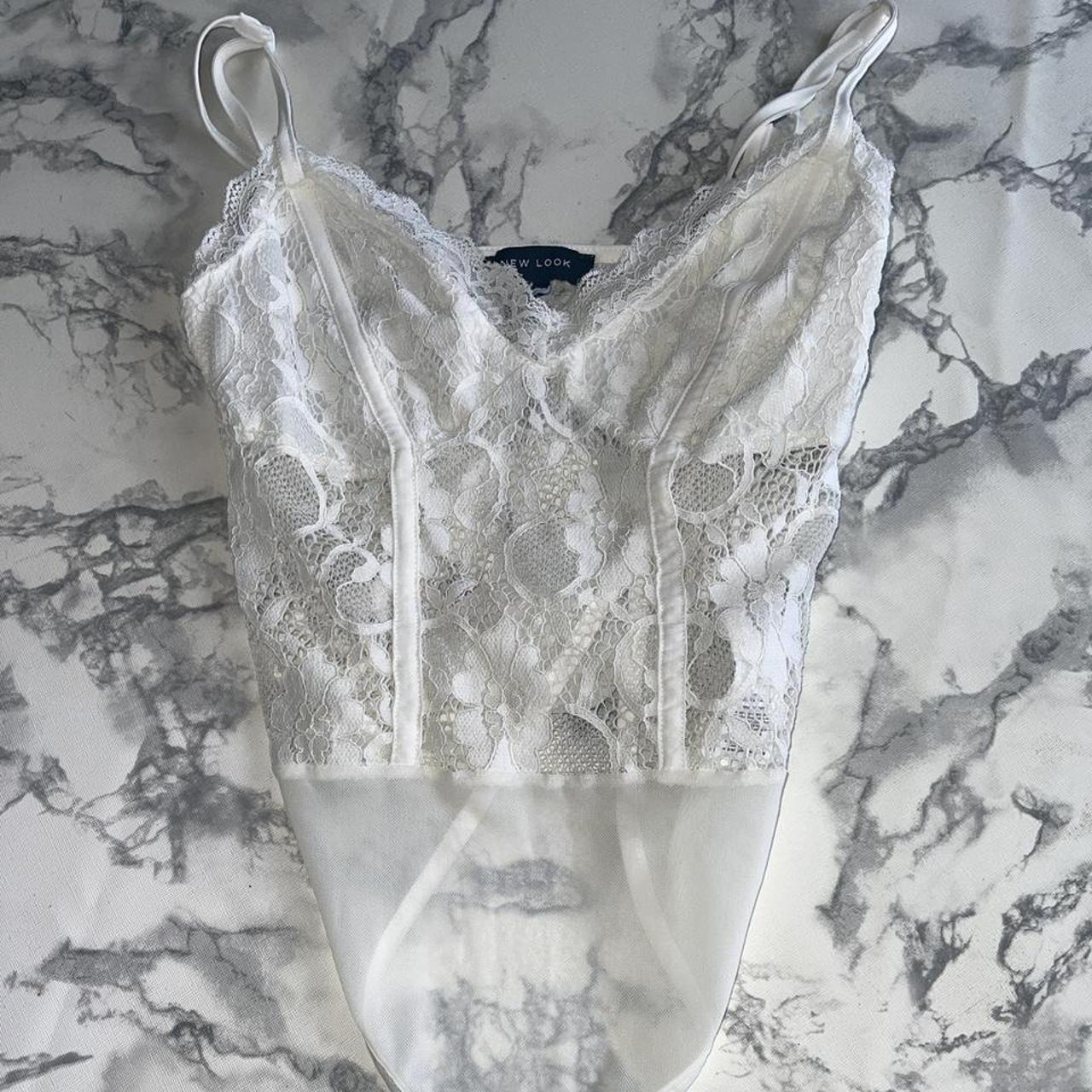 New look white lace body suit never worn! Size 6/8,... - Depop