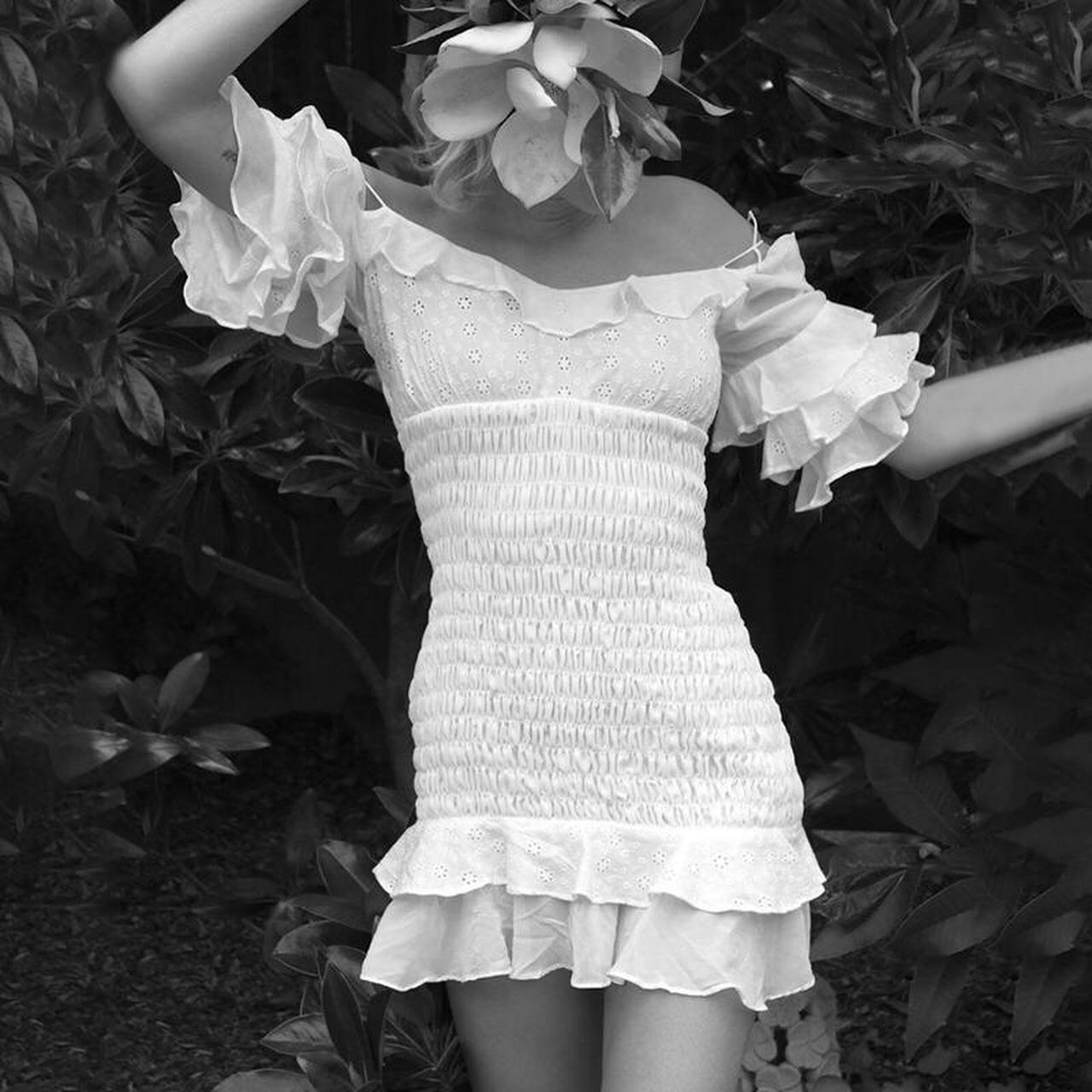 The fashion dollz white rushed mini dress size m... - Depop