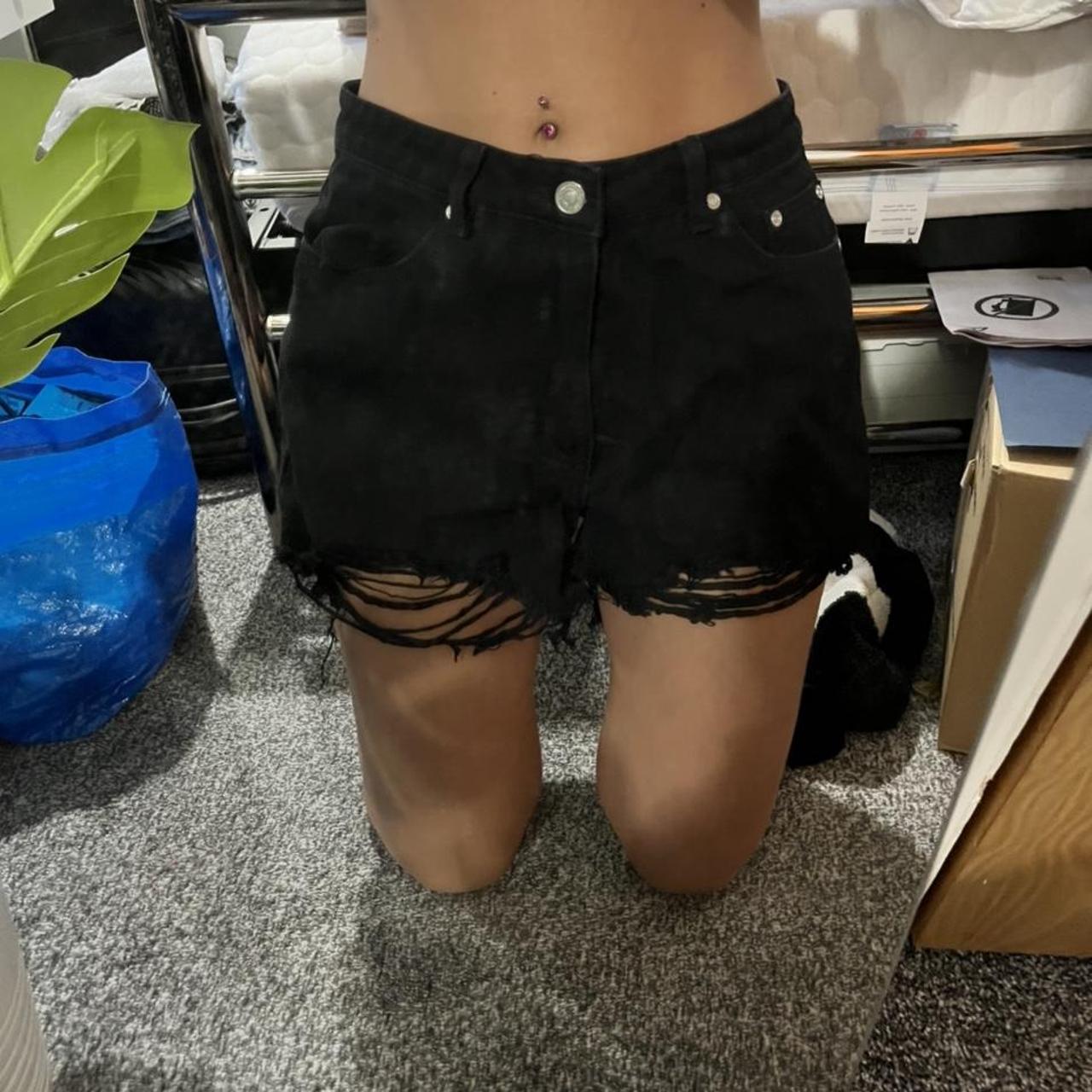 Misguided denim black ripped shorts - Depop