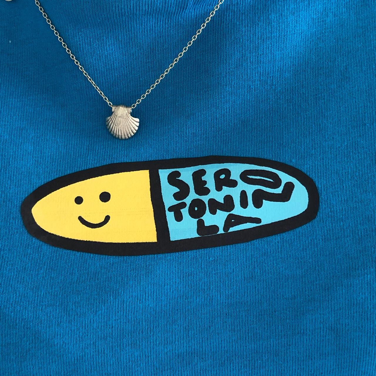 turquoise happy pill shirt that I designed and made... - Depop