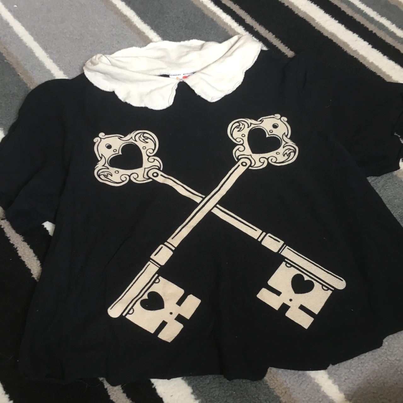 Drop dead cross keys Peter Pan collar crop top,... - Depop