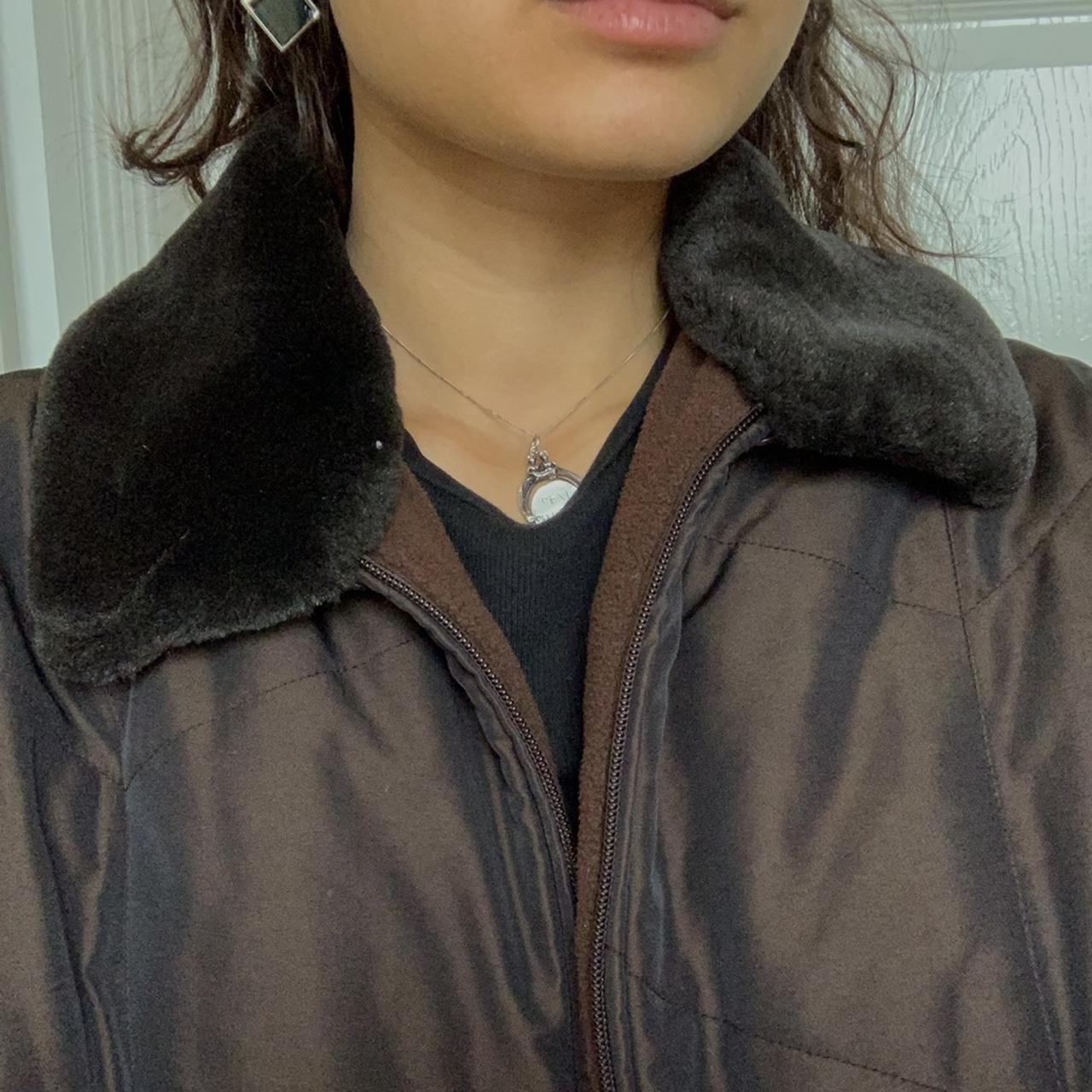 brown padded faux fur winter coat loveeeely piece,... - Depop