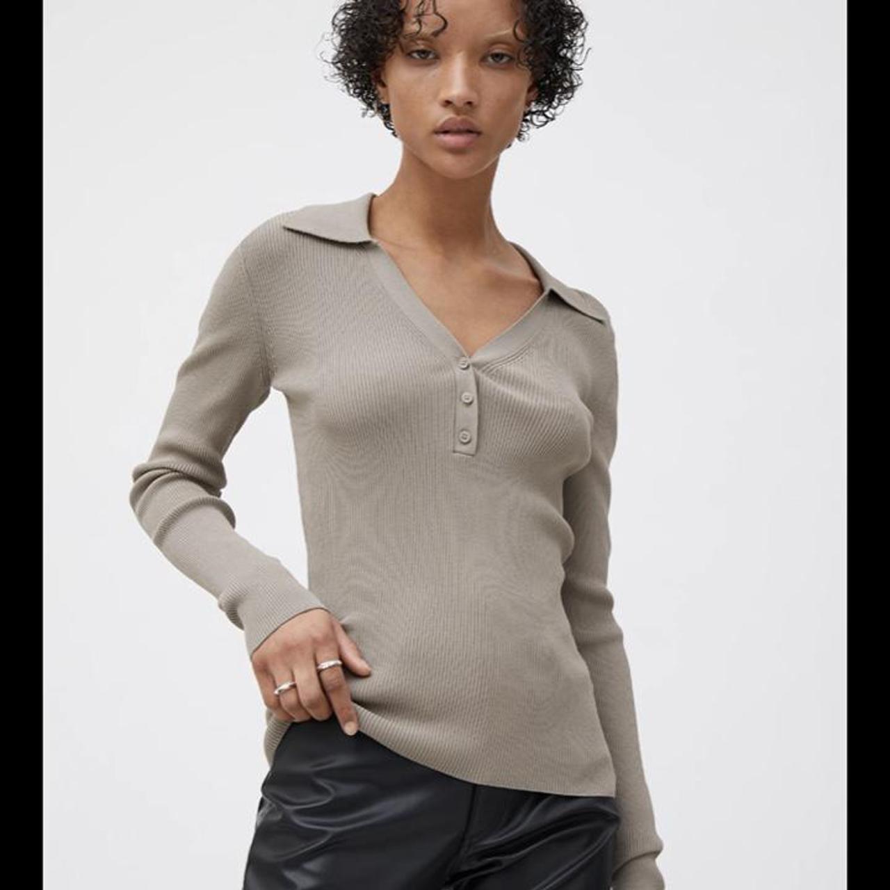 Weekday Flavia top in grey/sage green. Small... - Depop