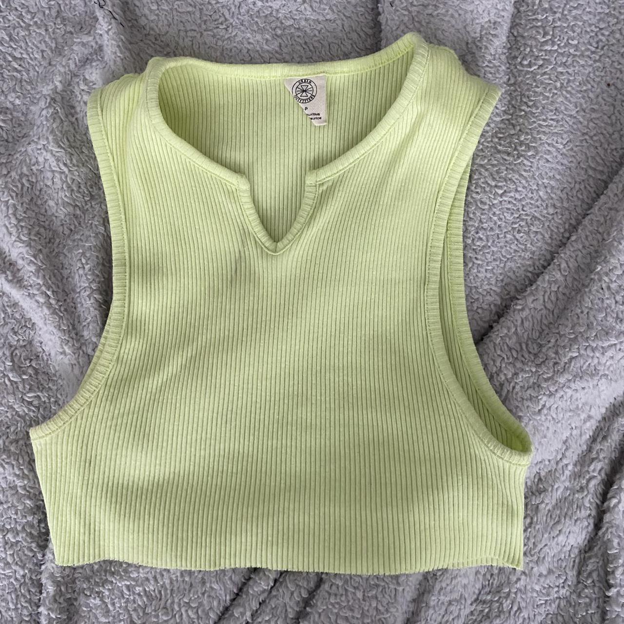 Urban outfitters yellow/green cropped notch top Worn... | Depop