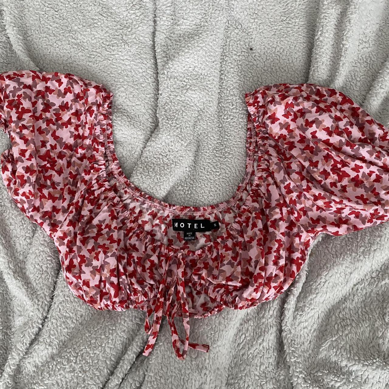 Motel rocks butterfly milkmaid crop top Never... - Depop