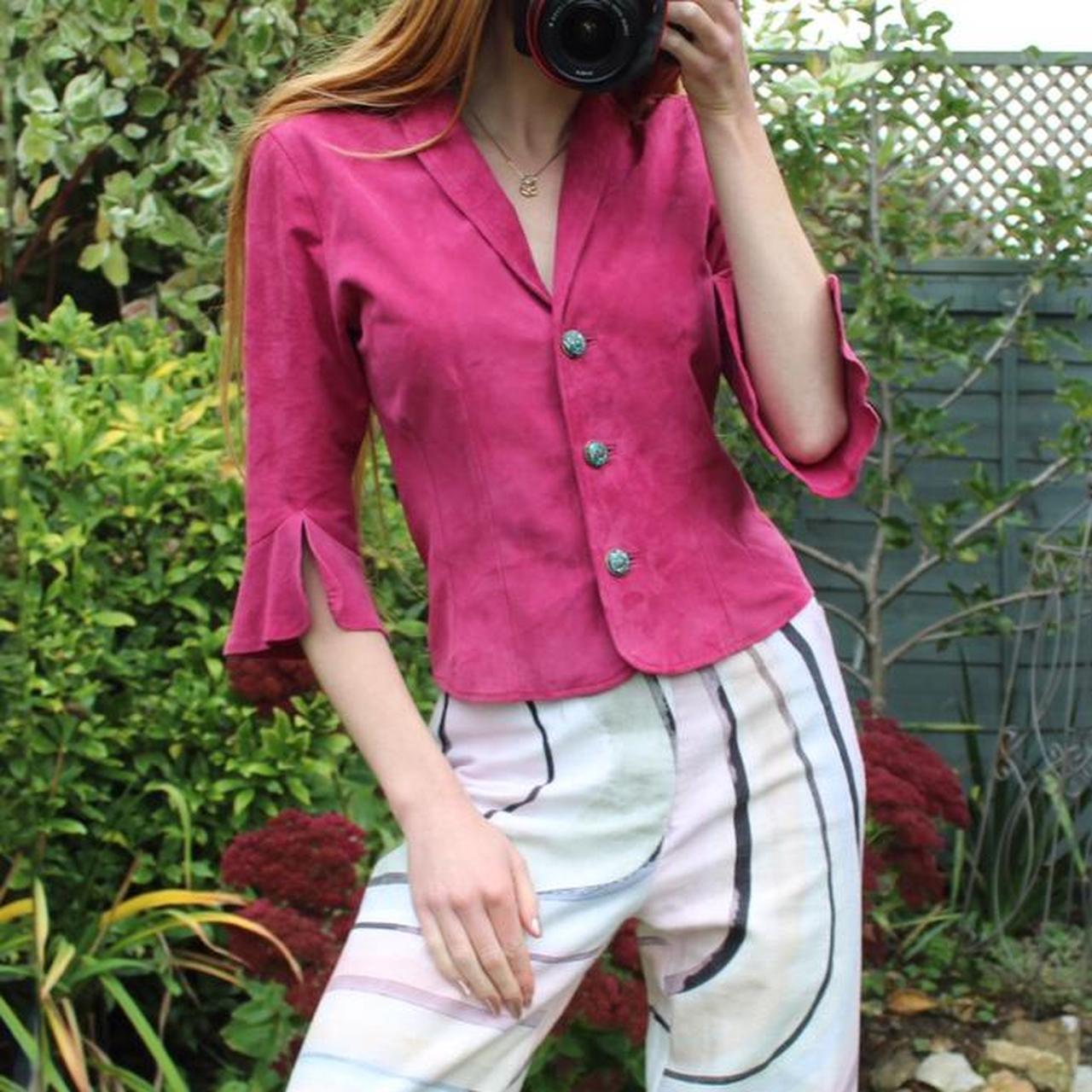 00s vintage pink suede jacket / top 🍄by designer... - Depop