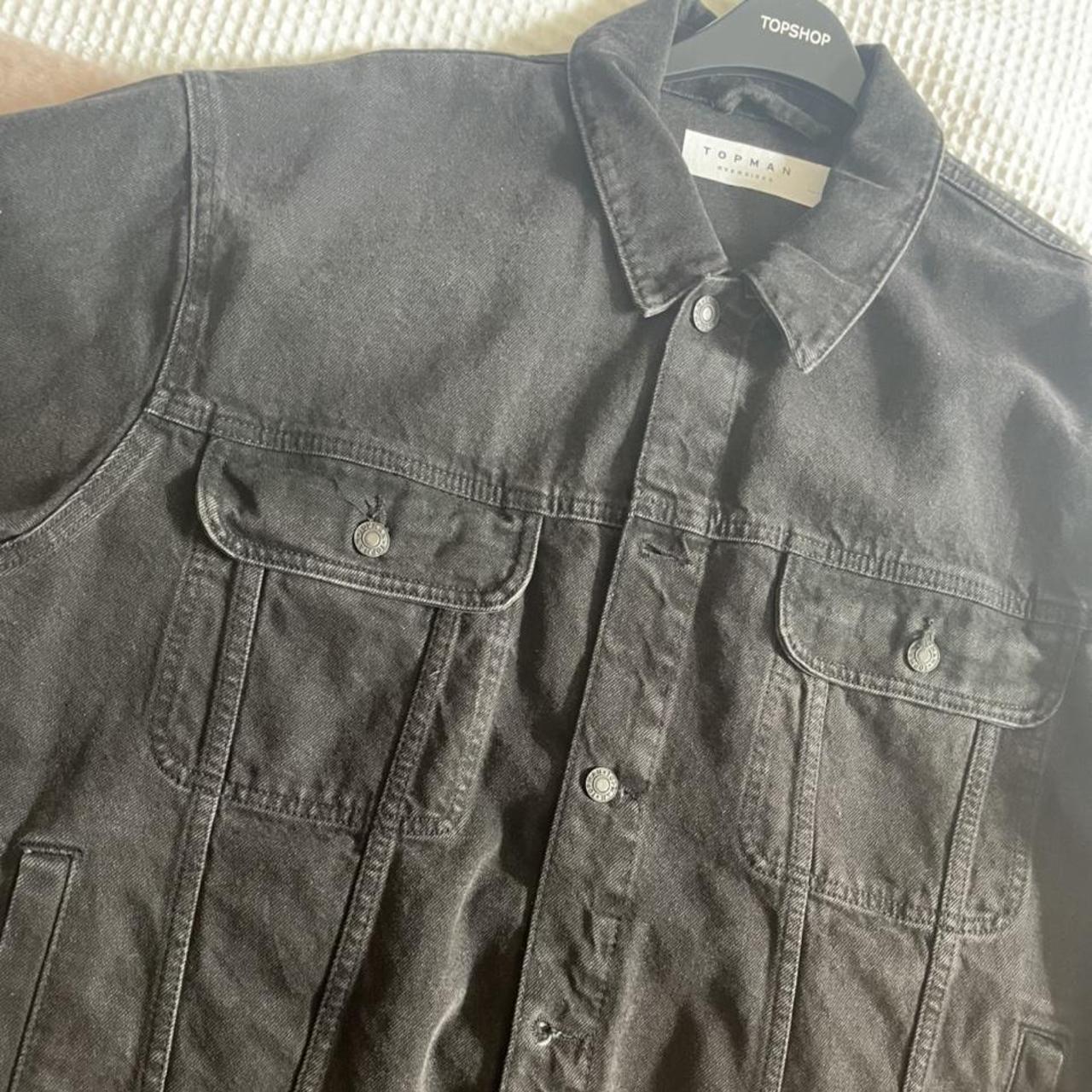 TOPMAN OVERSIZED DENIM JACKET BLACK L - Depop