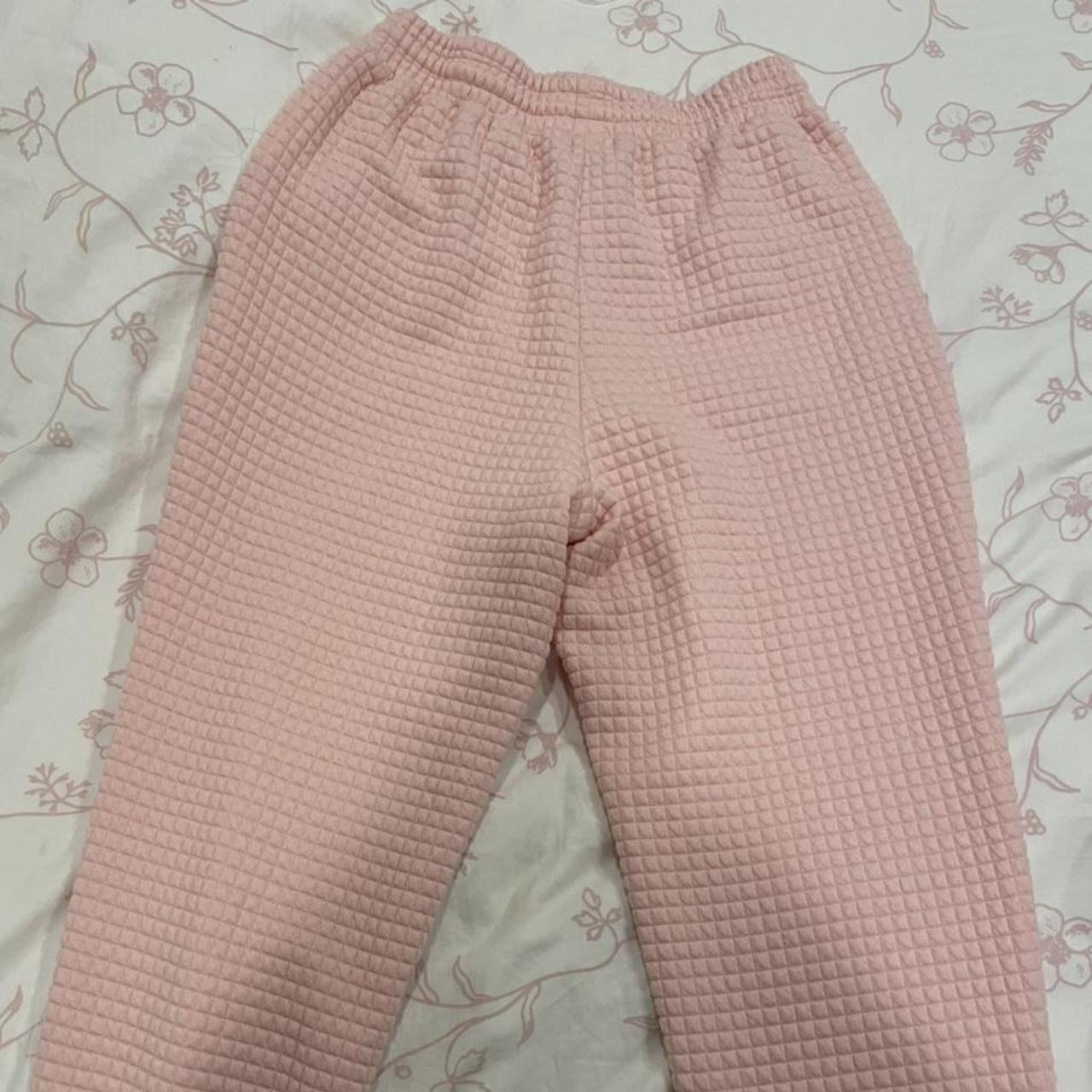 Princess Polly pink waffle rainy day sweatpants.... - Depop