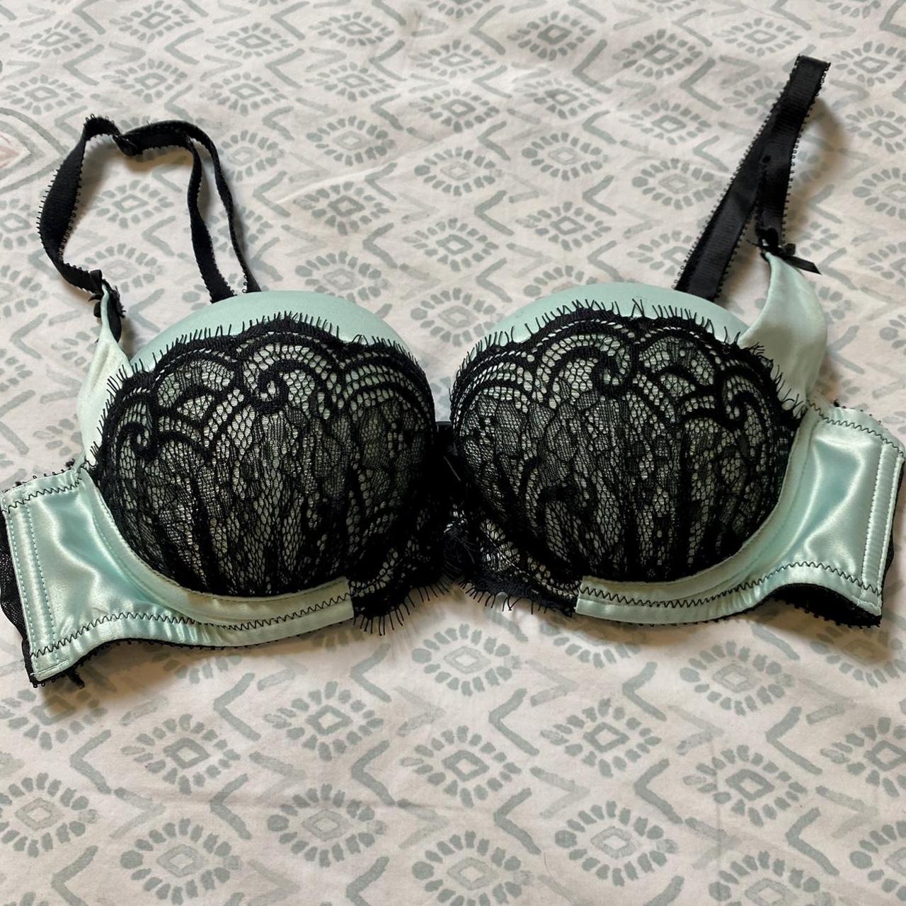 Ann Summers turquoise bra with black lace. Padded,... - Depop