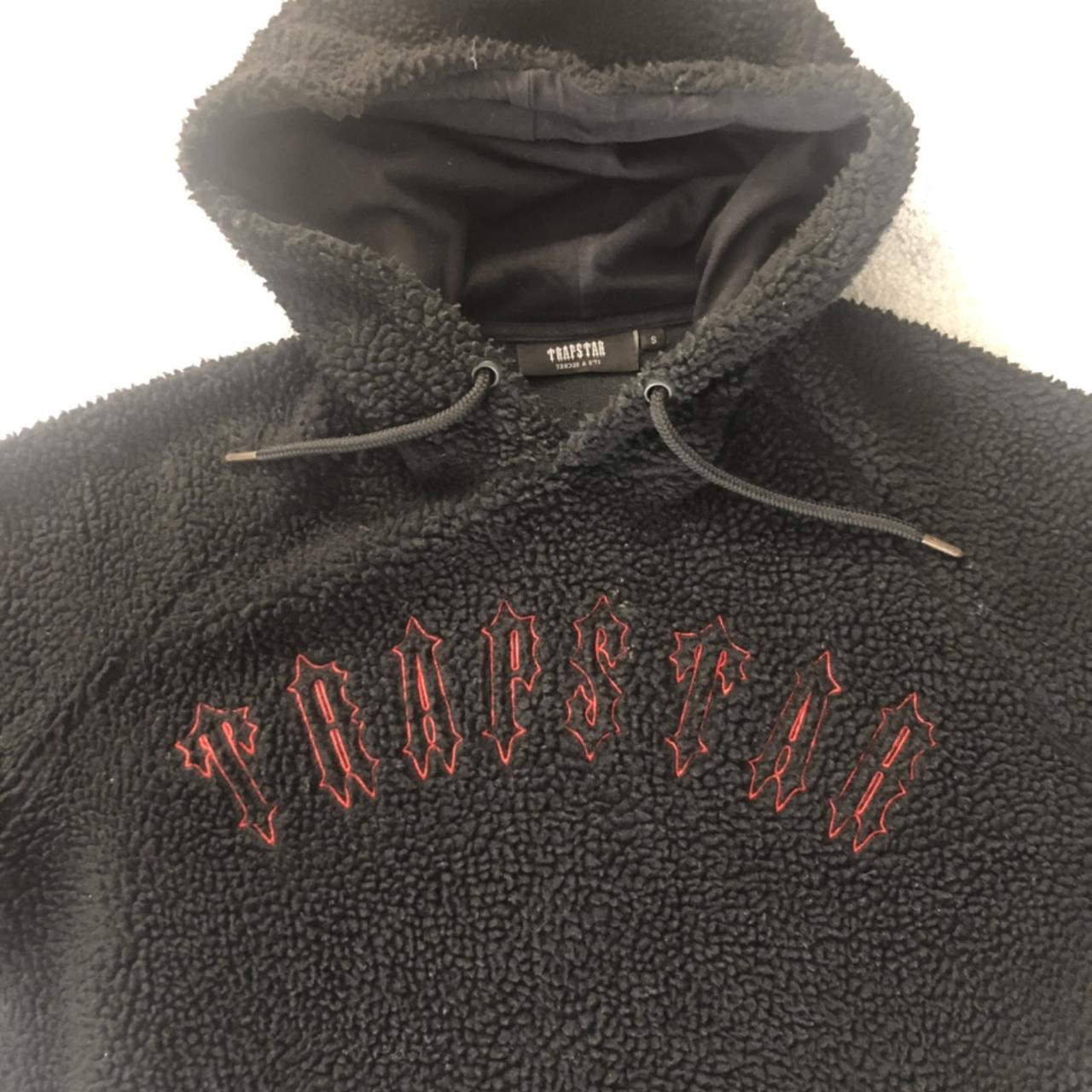 Trapstar Black / Red Sherpa Hoodie / Jumper. Good... - Depop