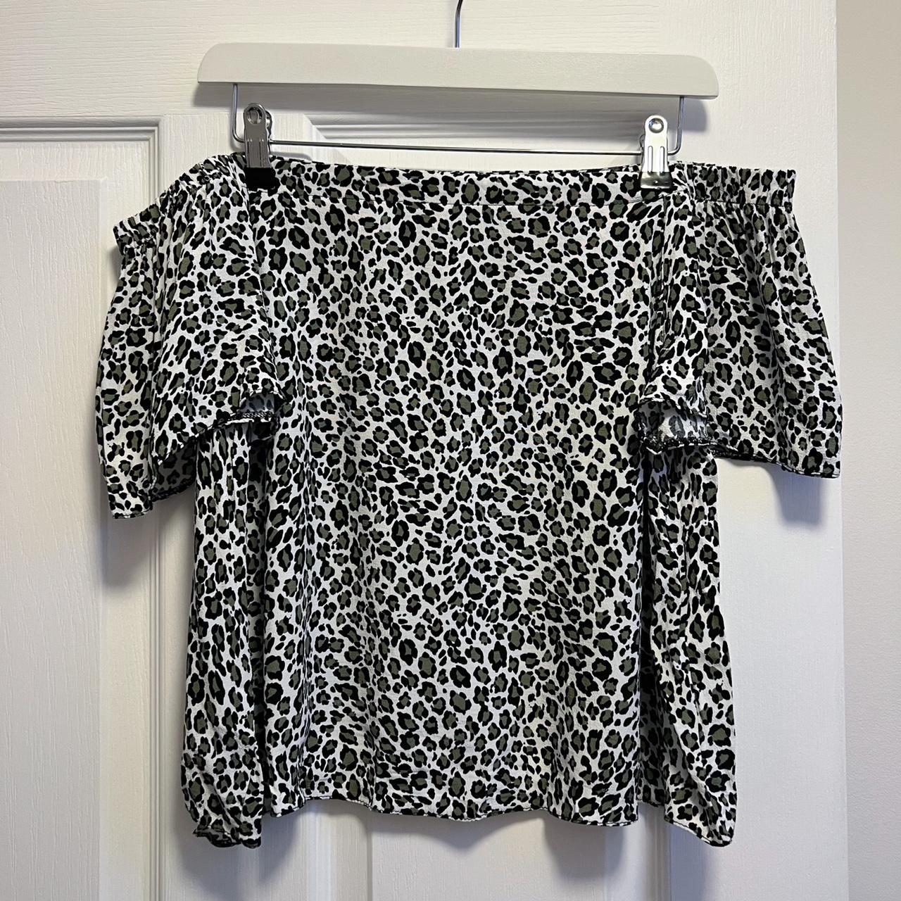 New Look off shoulder leopard print top • UK 10 •... - Depop