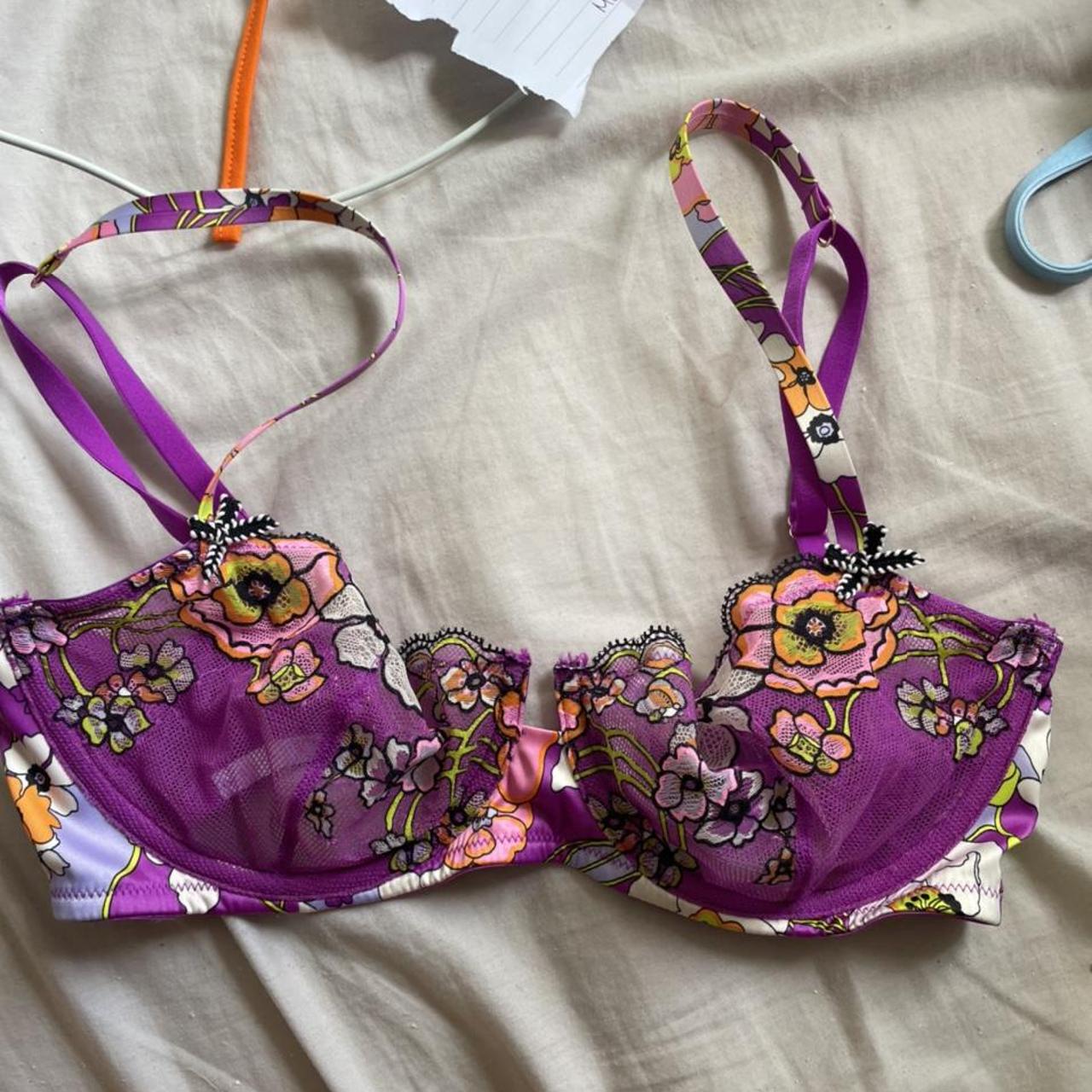 SAVAGE X FENDY Mod poppy lace balcony bra. Worn only... - Depop