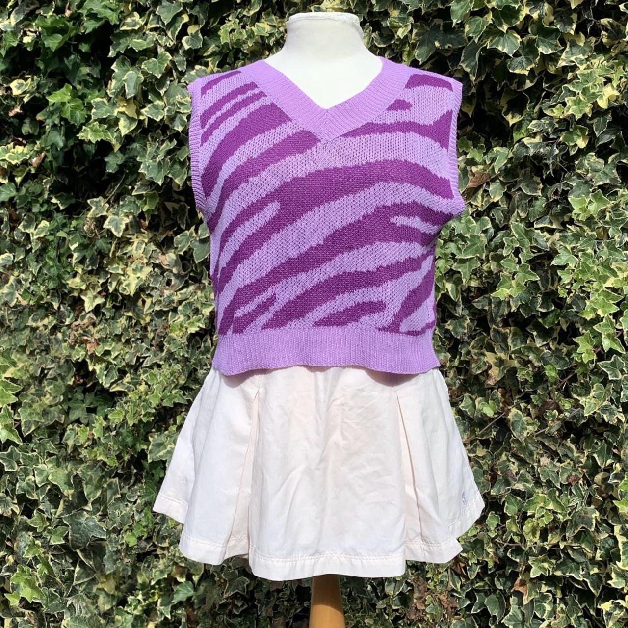 Shein Purple Zebra Print Knit Sweater Vest (Skirt... - Depop