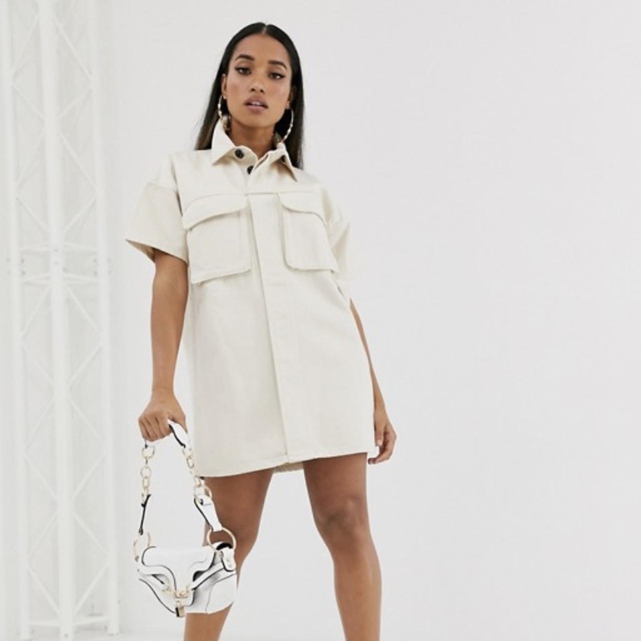 ASOS denim boxy shirt dress worn once perfect... - Depop