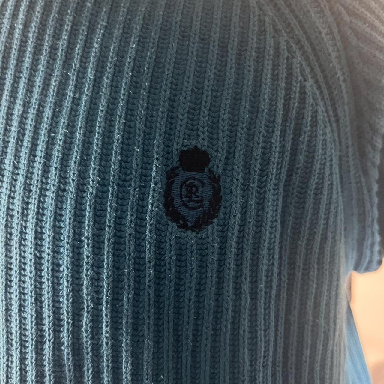 Chaps Ralph Lauren blue sweater discoloration along... - Depop