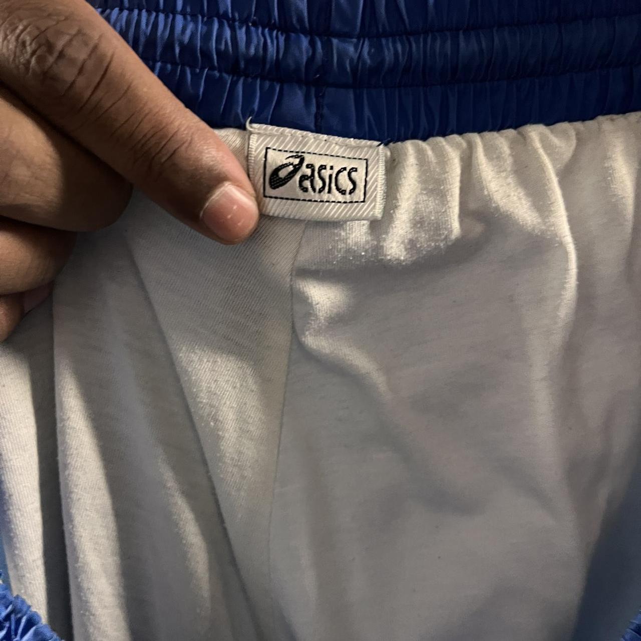 Blue and white ASICS track pants *model is 5’8 and... - Depop