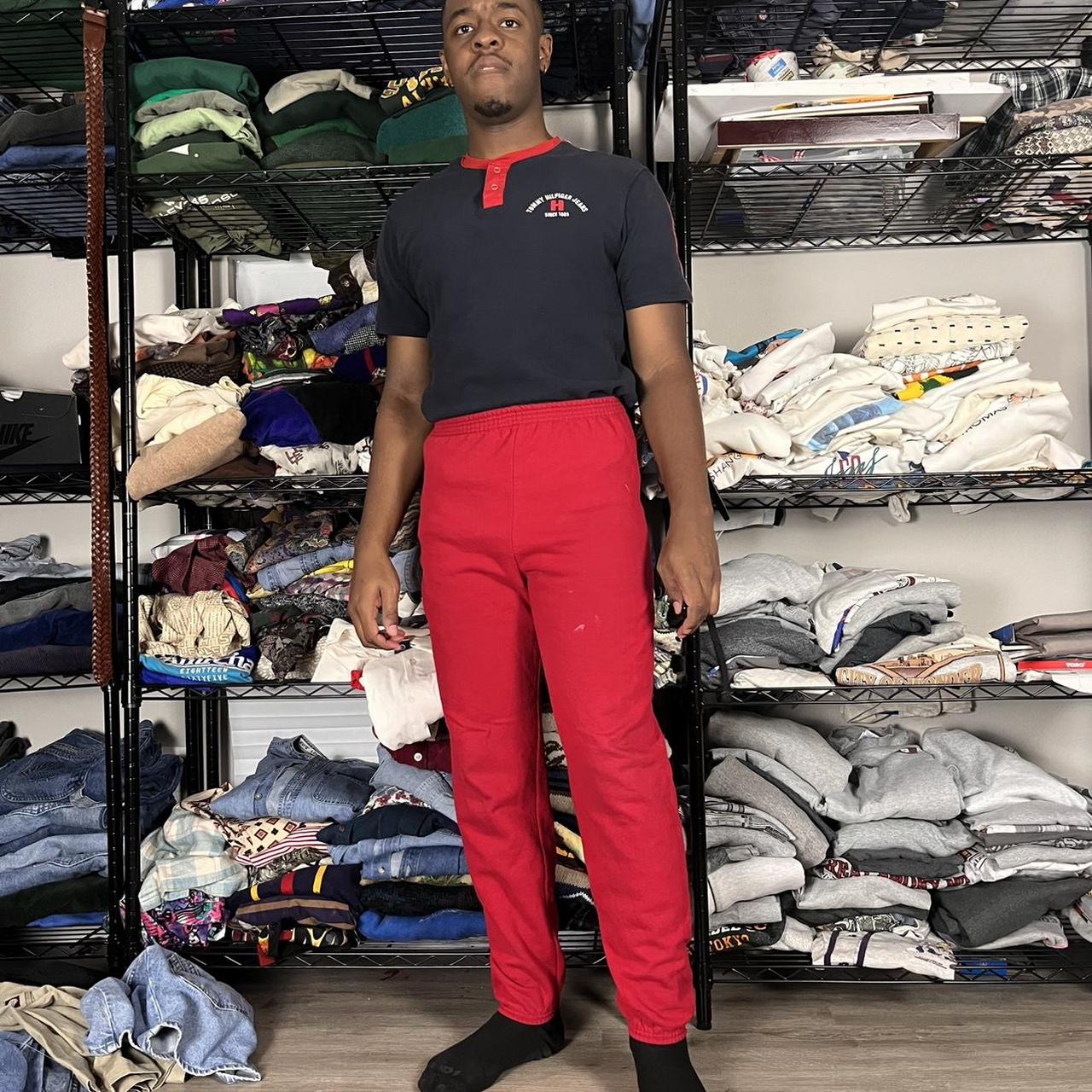 Red hanes sweats *model is 5’8 and 155 pounds for... - Depop