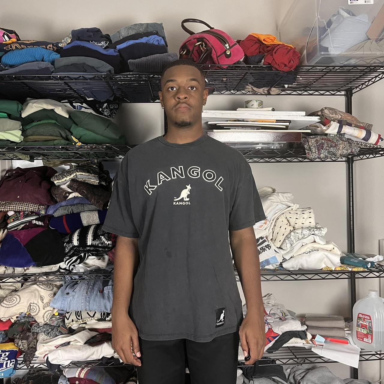 Black kangol t shirt *model is 5’8 and 155 pounds... - Depop