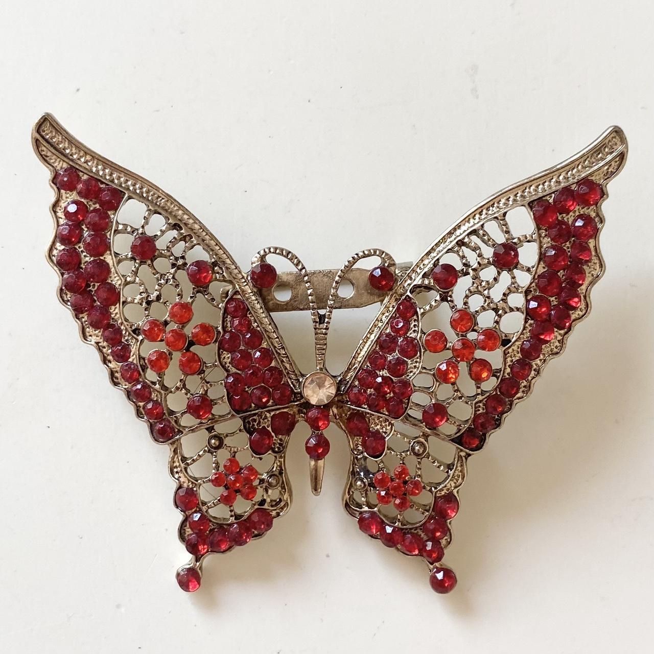 Ruby red butterfly brooch / pin — rare and in... - Depop