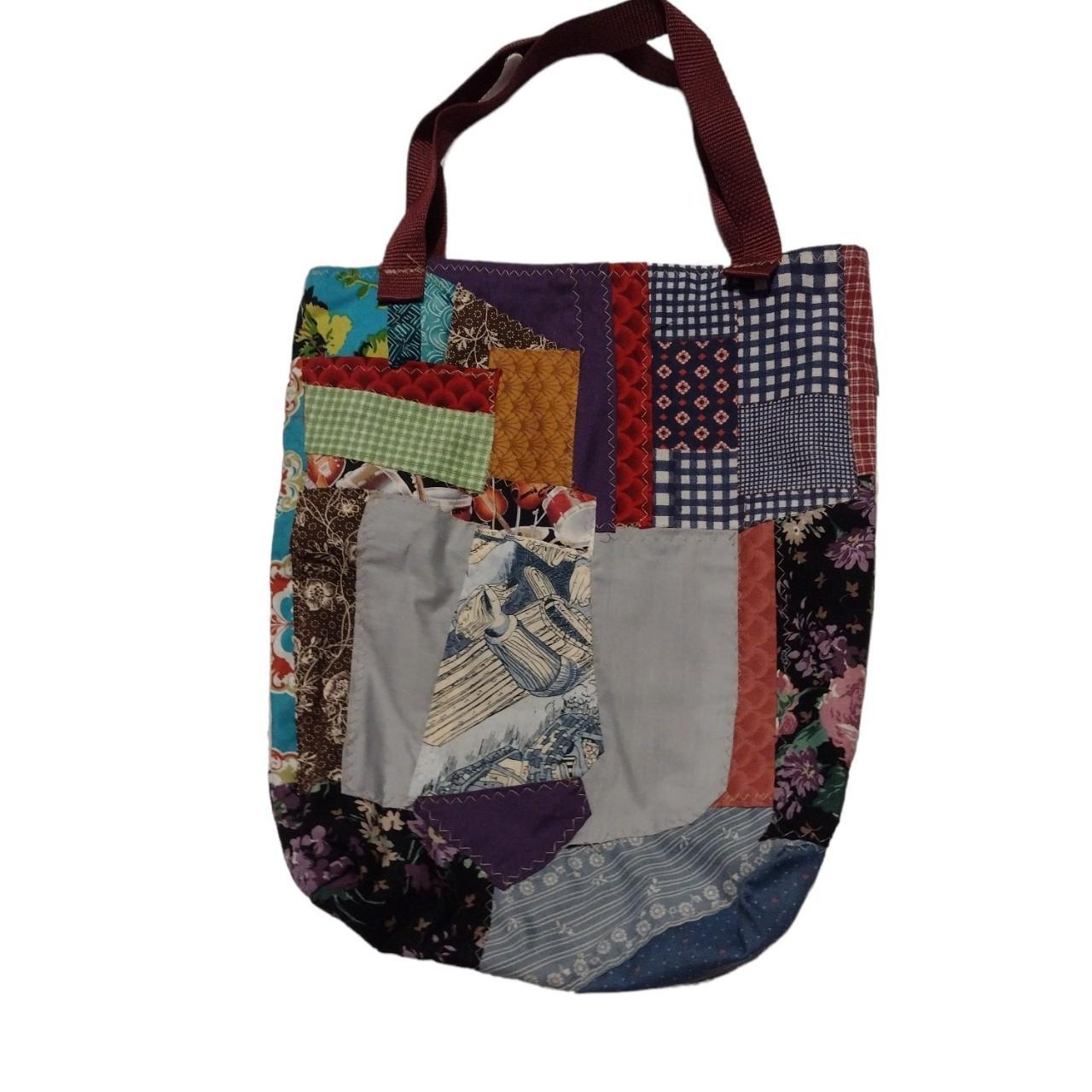 Handmade patchwork bag 22 inches long from top of... - Depop
