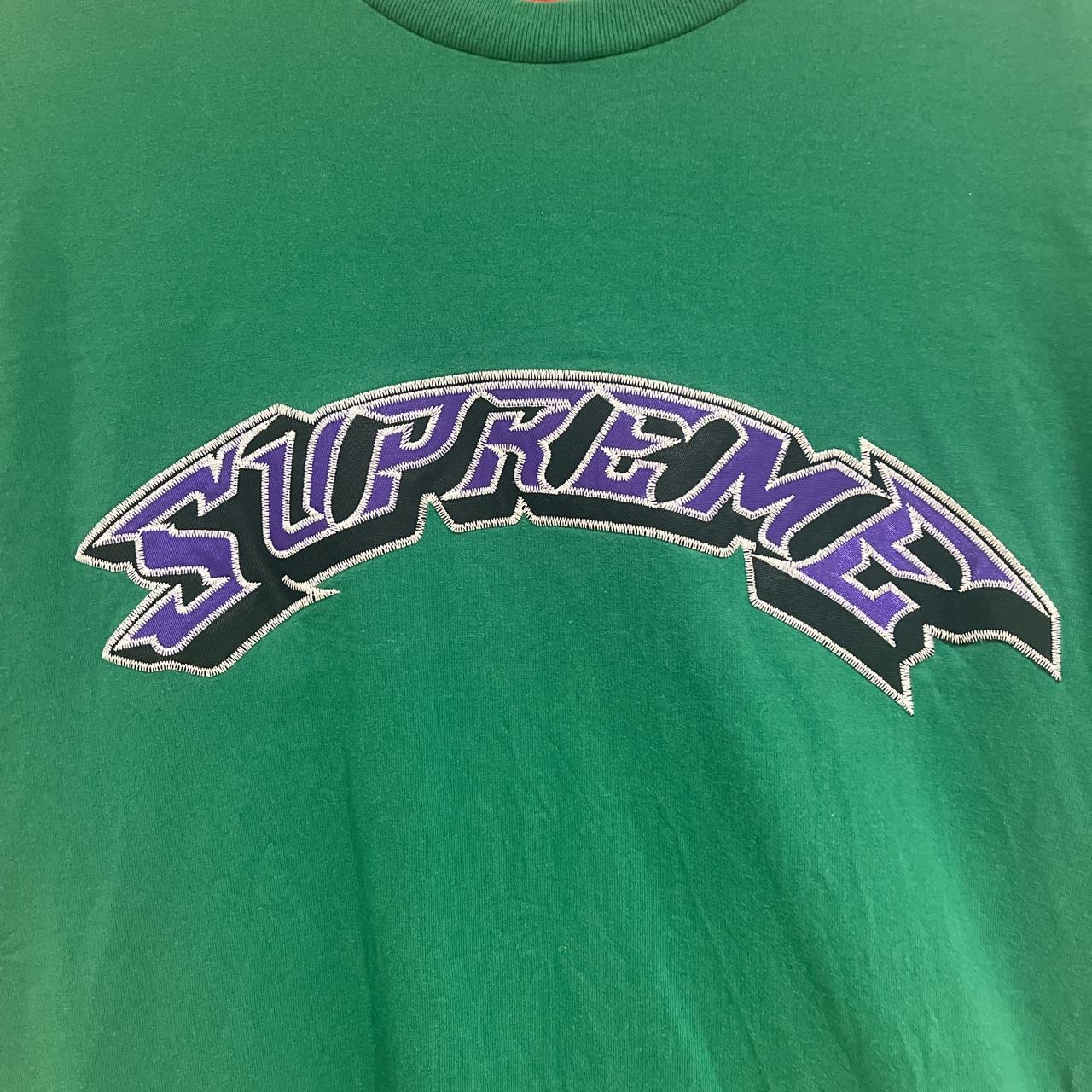 SUPREME LOGO ARC T SHIRT (Green/Purple) SIZE: Large... - Depop