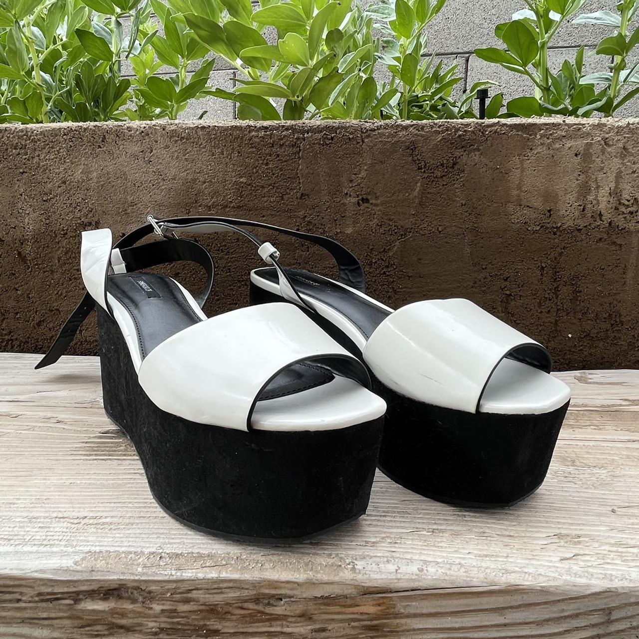 white & black platforms sandals - from forever21,... - Depop
