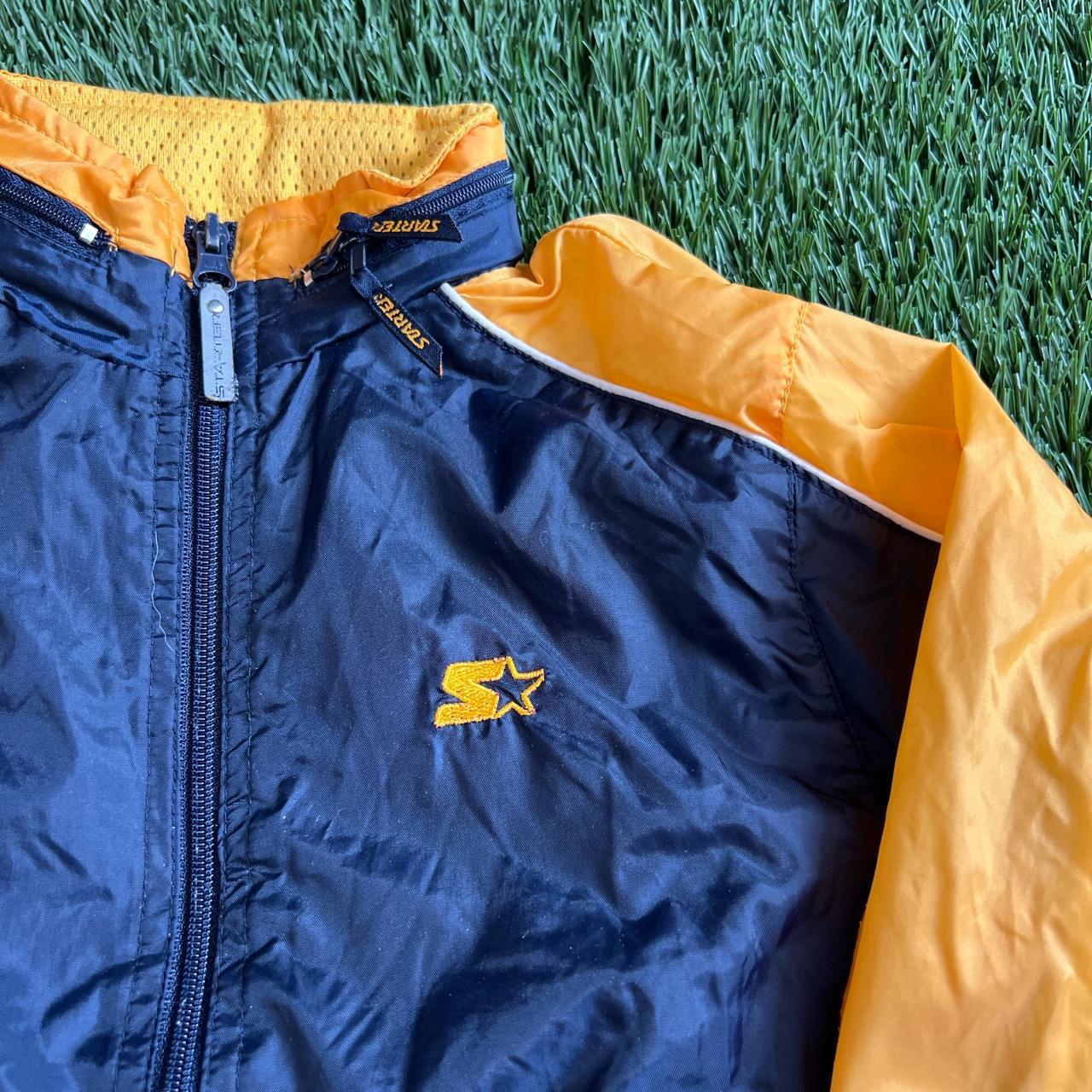 Kids Starter jacket • Nice golden yellow and navy... - Depop