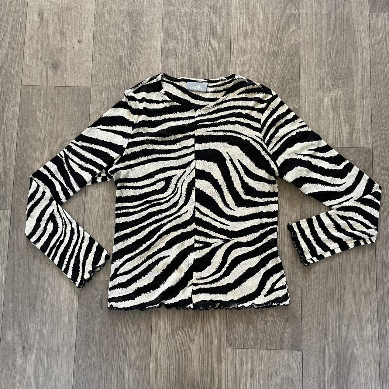 Gorgeous y2k 00s style zebra print black and white... - Depop