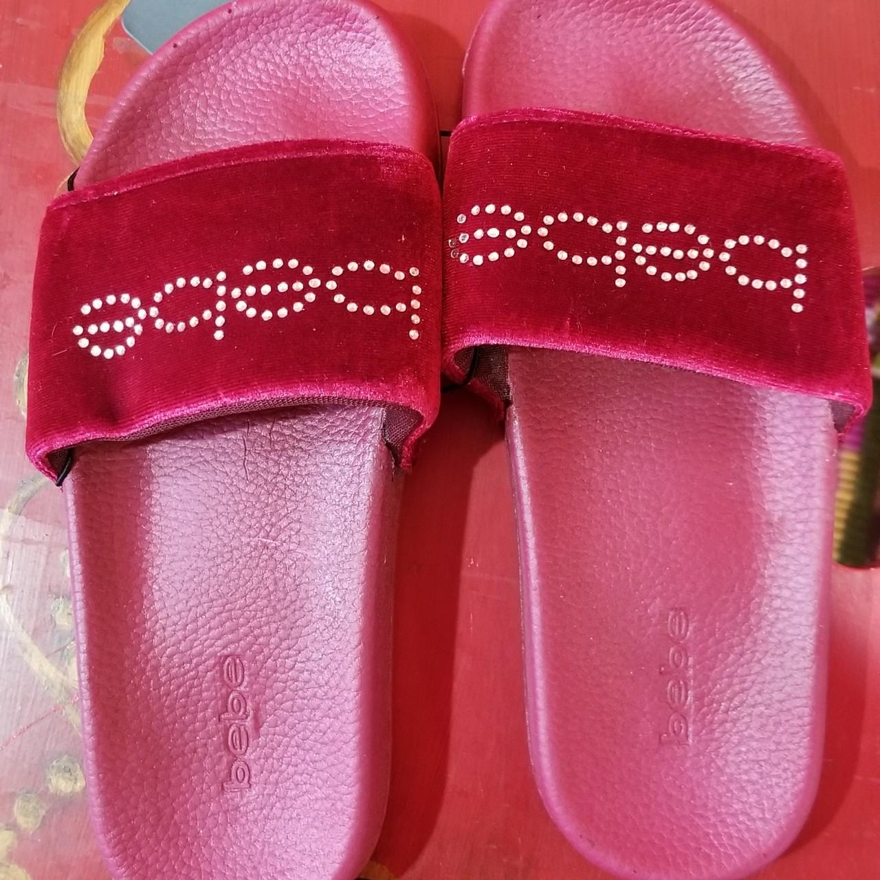 Women's Burgundy and Pink Slides | Depop