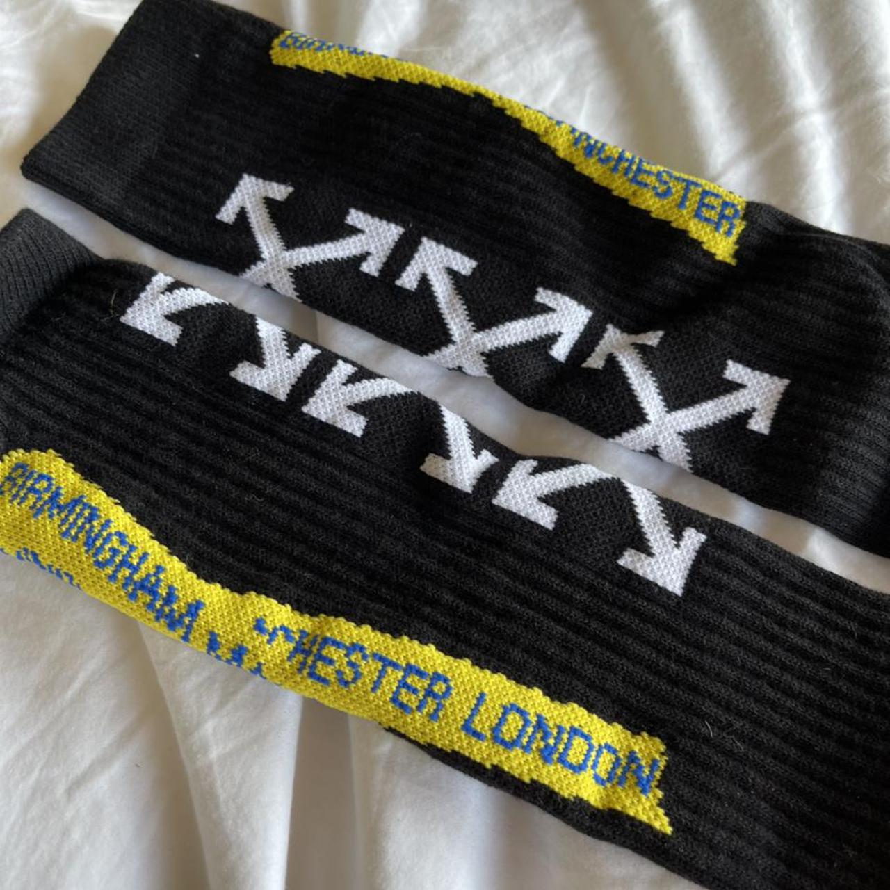 Off-White Men's Black and Yellow Socks | Depop