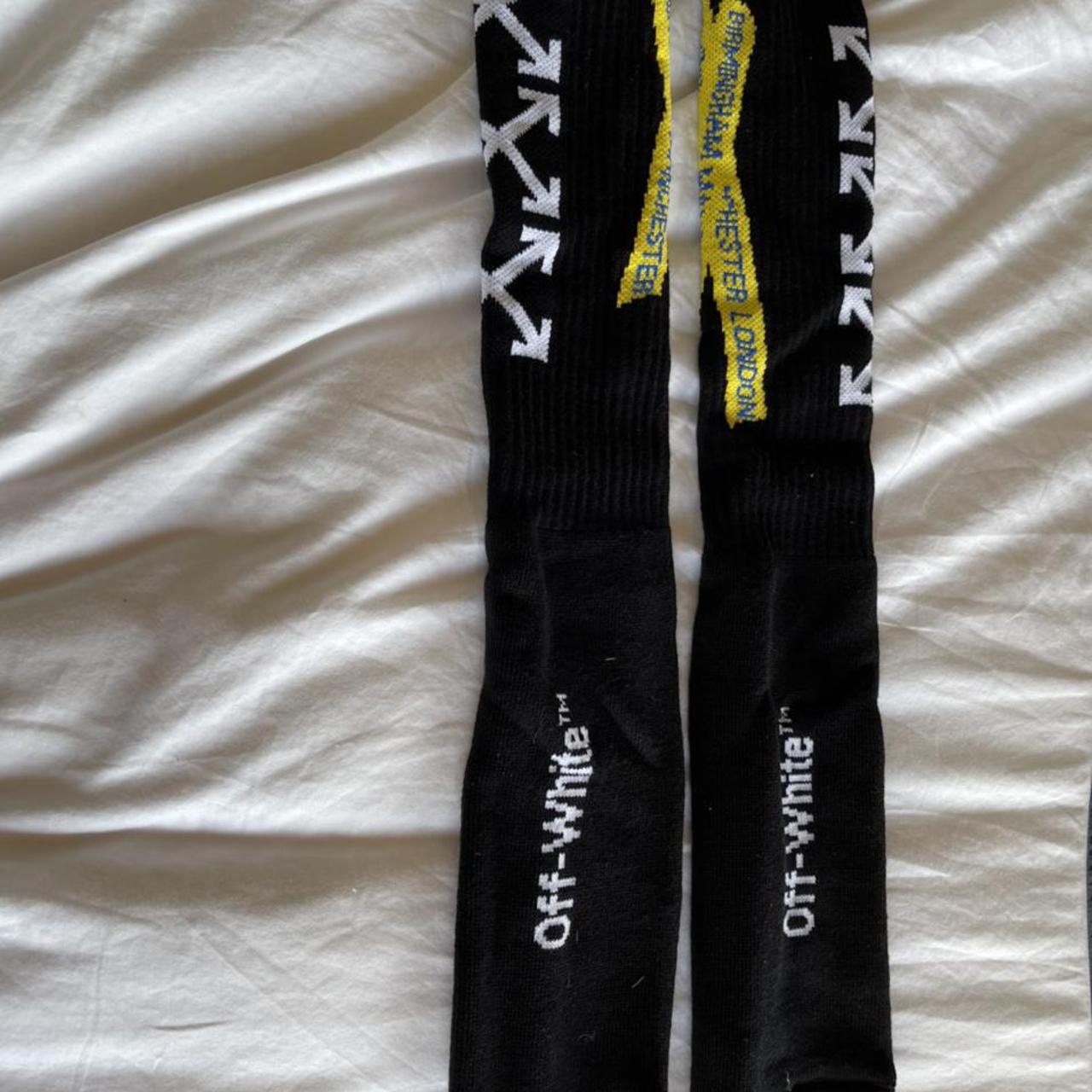 Off-White Men's Black and Yellow Socks | Depop