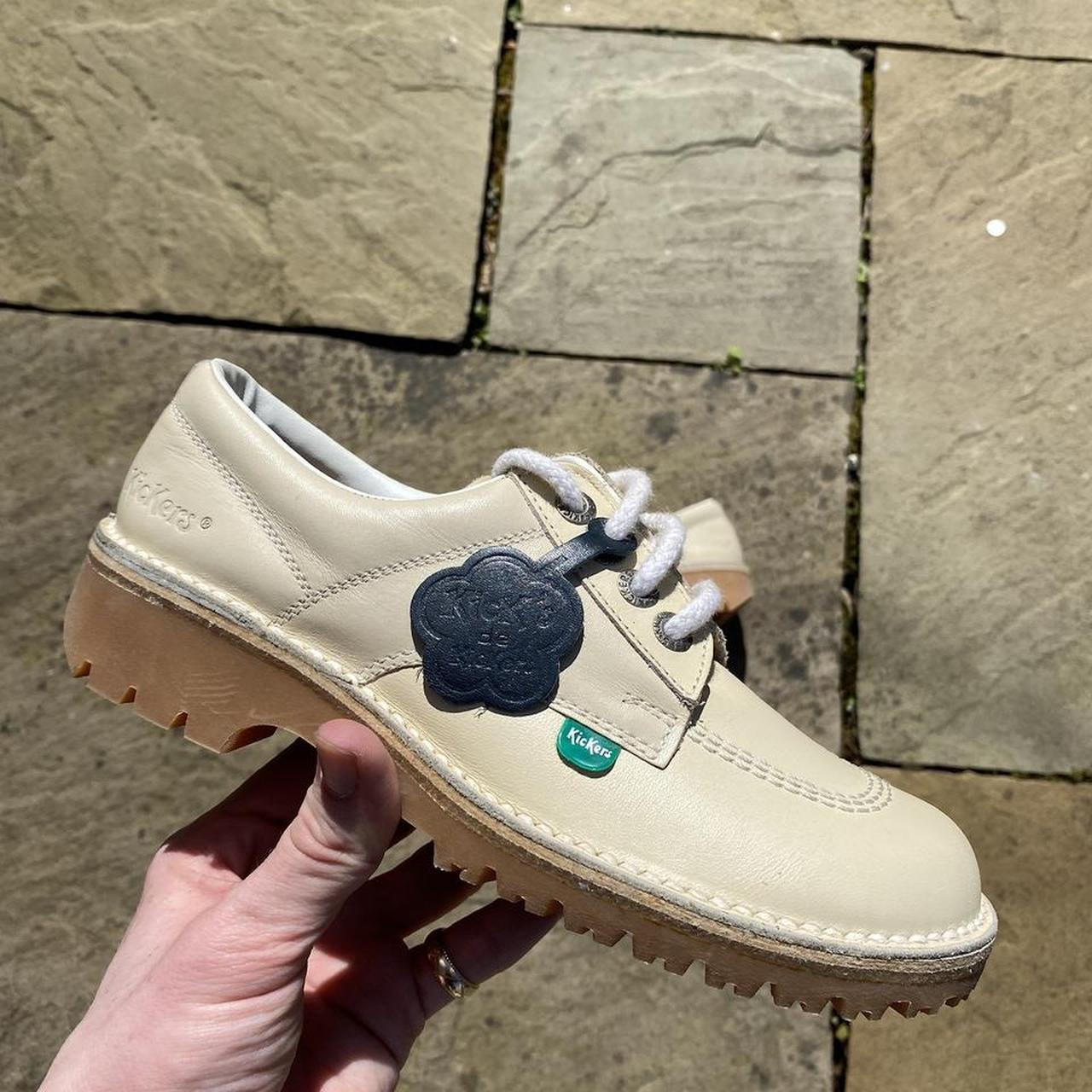 Kickers Women's Cream and Brown Boots | Depop