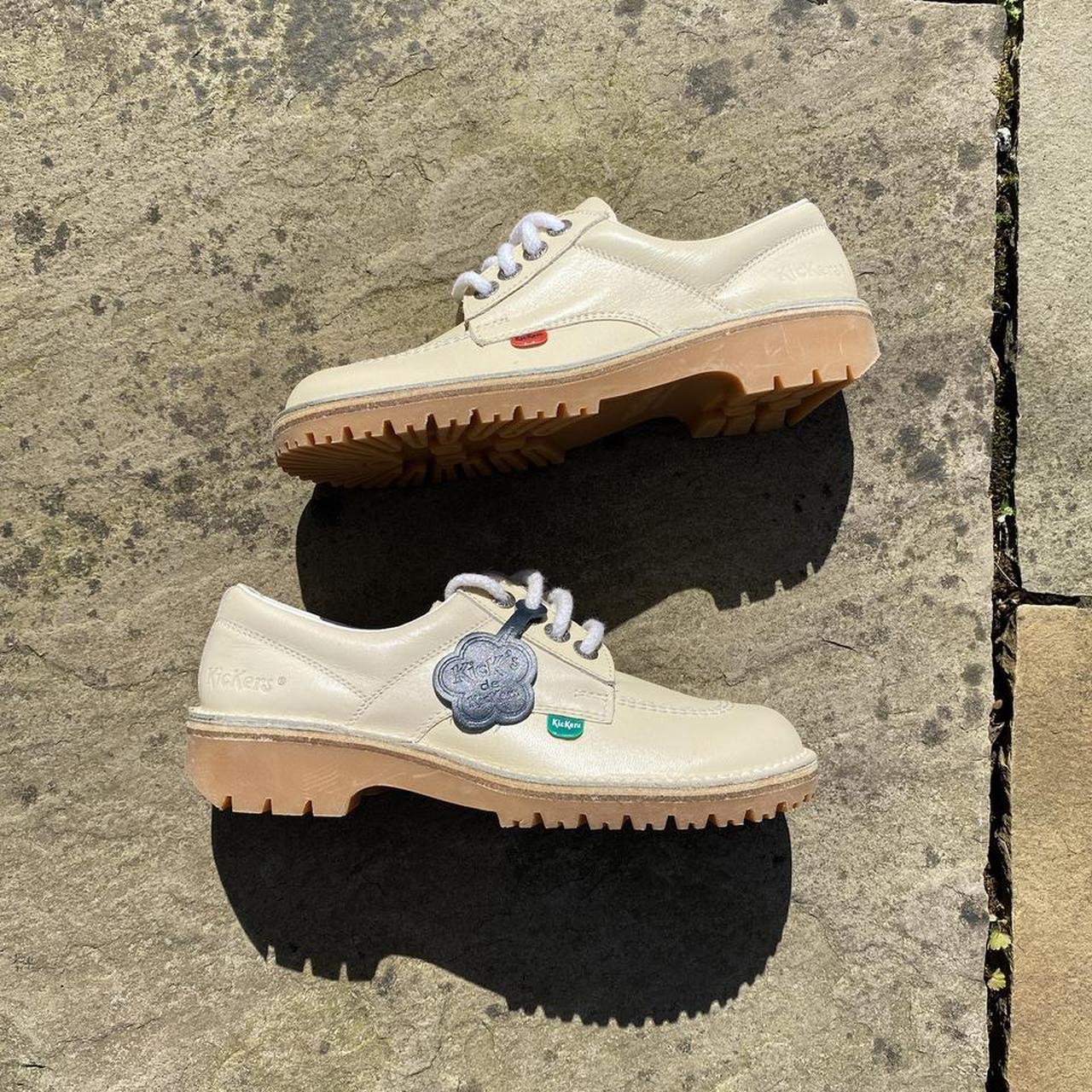 Kickers Women's Cream and Brown Boots | Depop