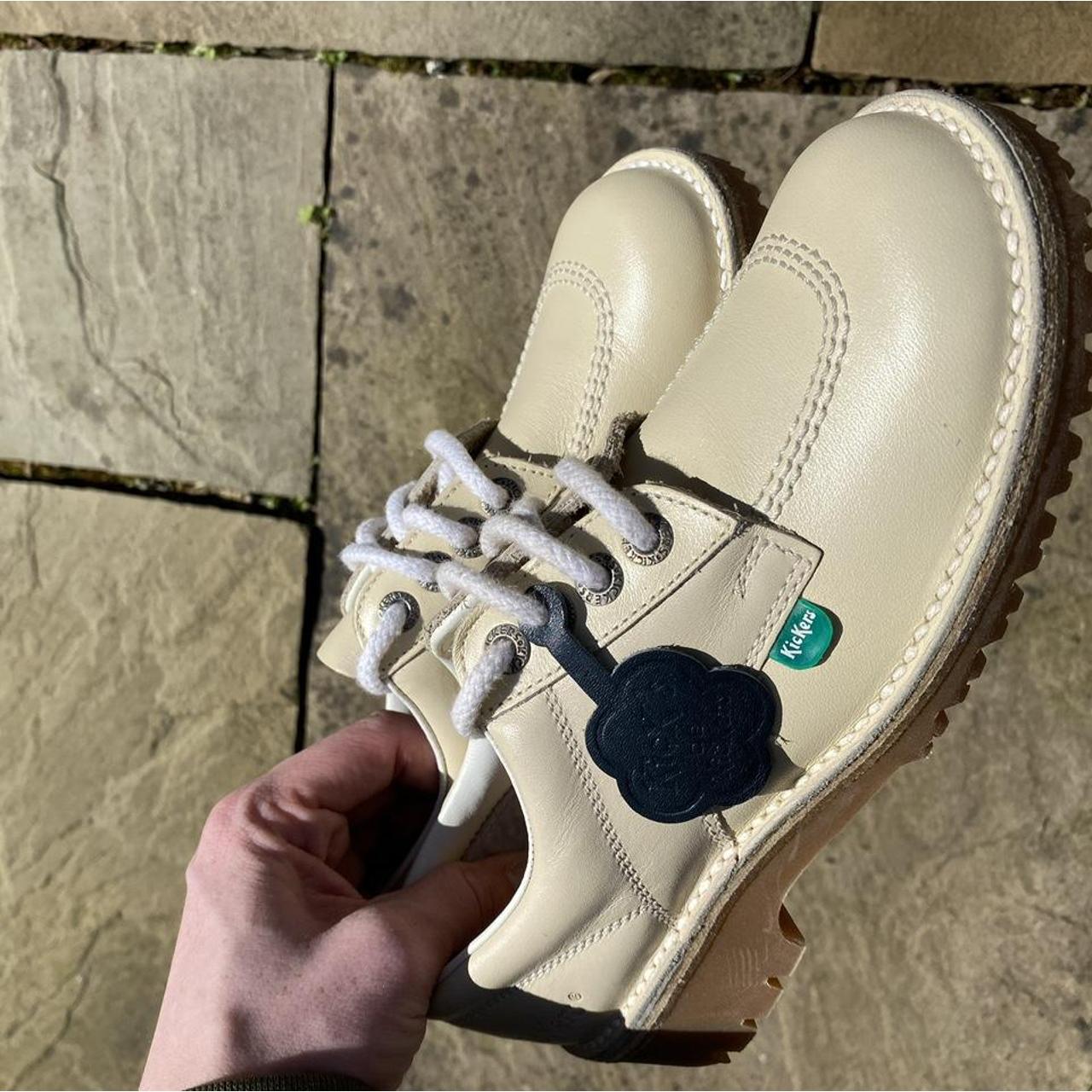 Kickers Women's Cream and Brown Boots | Depop