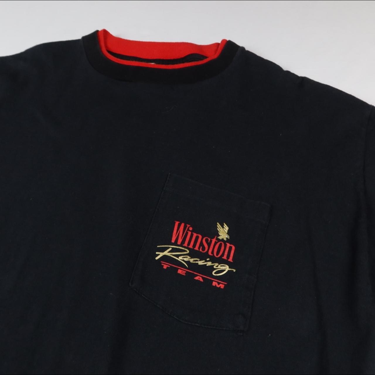 winston racing team pocket t with red collar single... - Depop