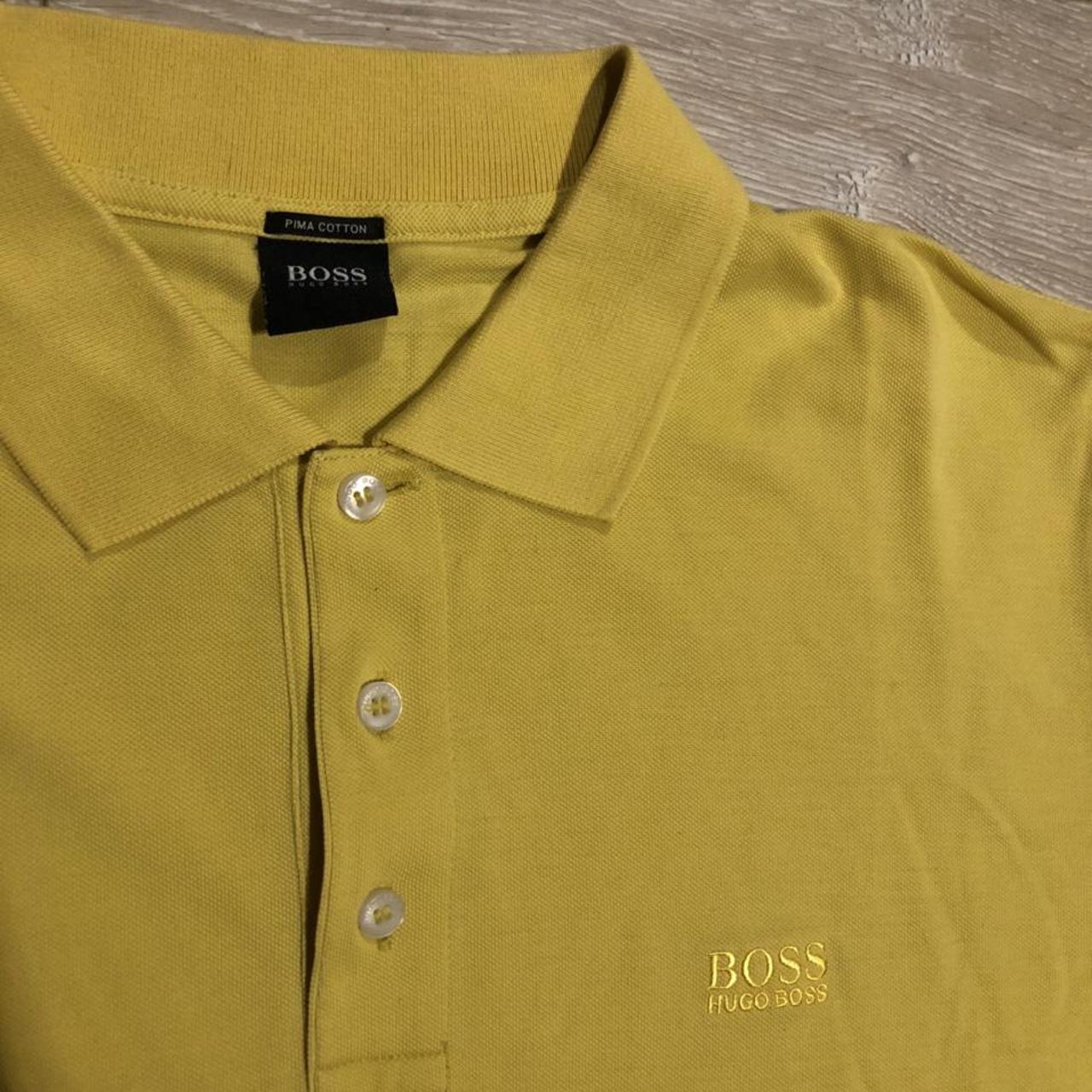 Hugo boss yellow polo shirt. Prima cotton! Super... - Depop