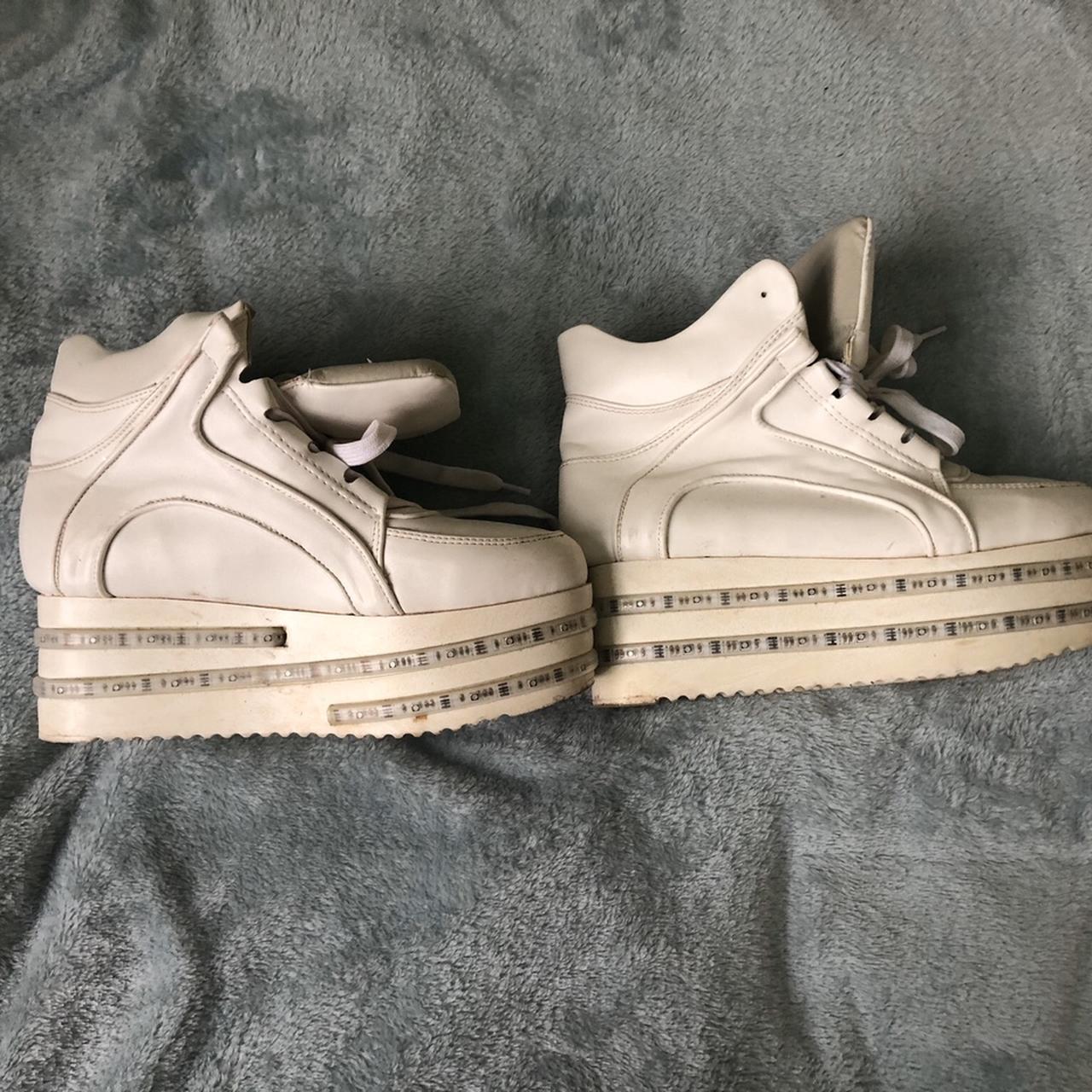White high platform trainer with LED light strips... - Depop
