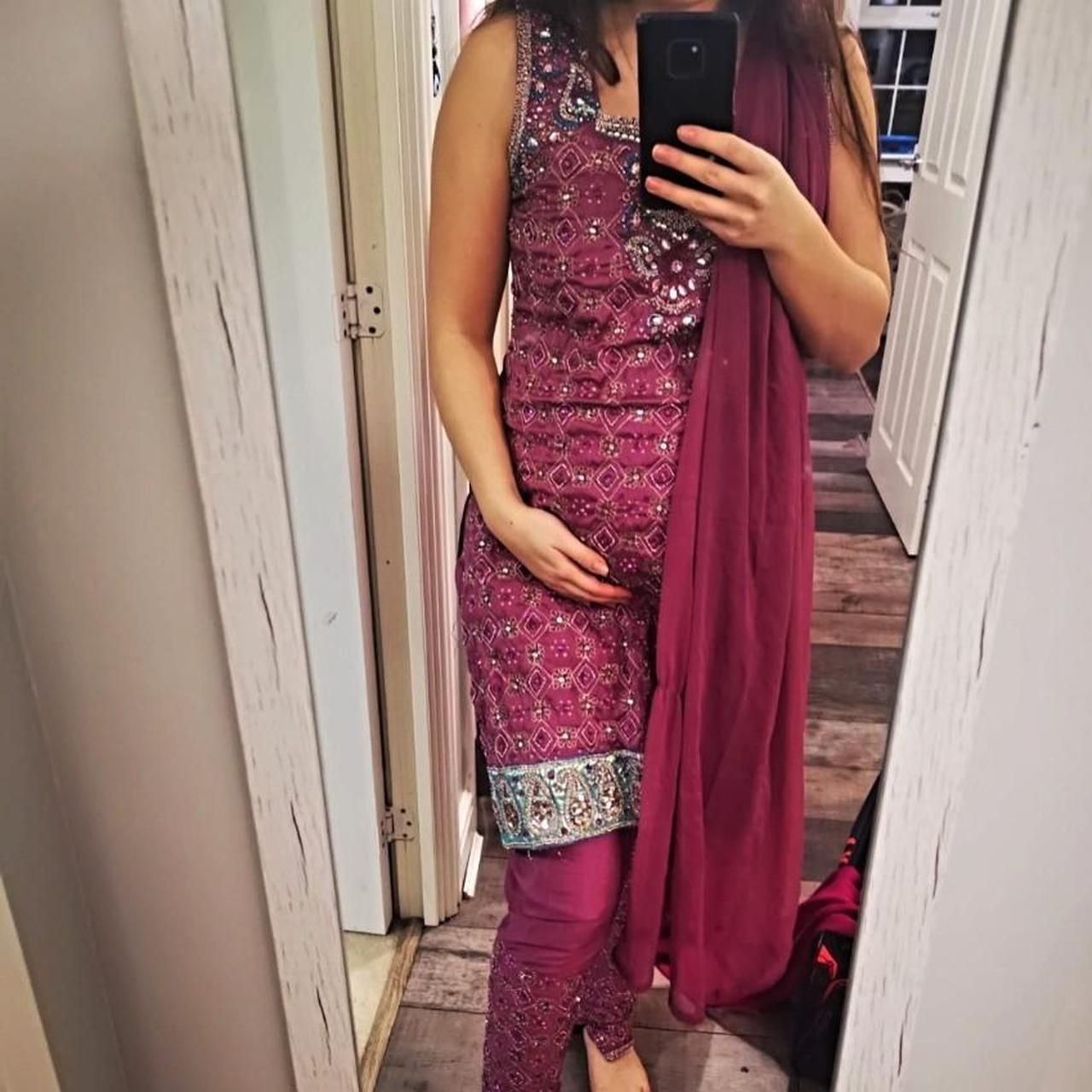 Three piece embroided Indian suit Size... - Depop