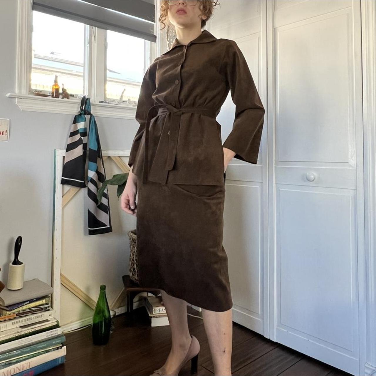 Vintage 70's 2 piece brown suede set Ubranded,... - Depop
