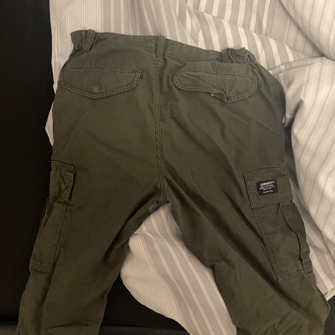 Carhartt Khaki cargos in size small. Waist 26”. In... - Depop