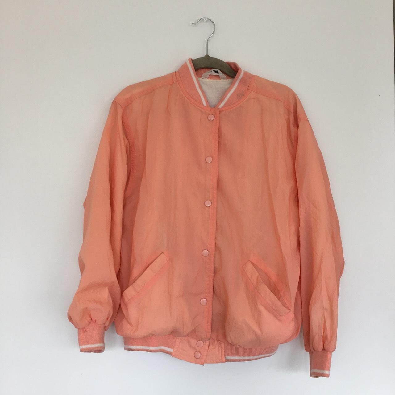 VINTAGE PEACH VARSITY JACKET🍑 fits S-M ~ unisex ~ a... - Depop