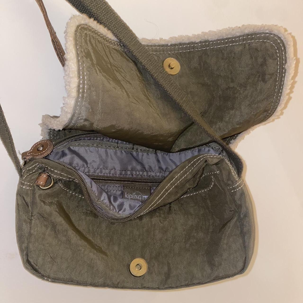 Kipling safari style crossbody bag. Faux fur trim... - Depop