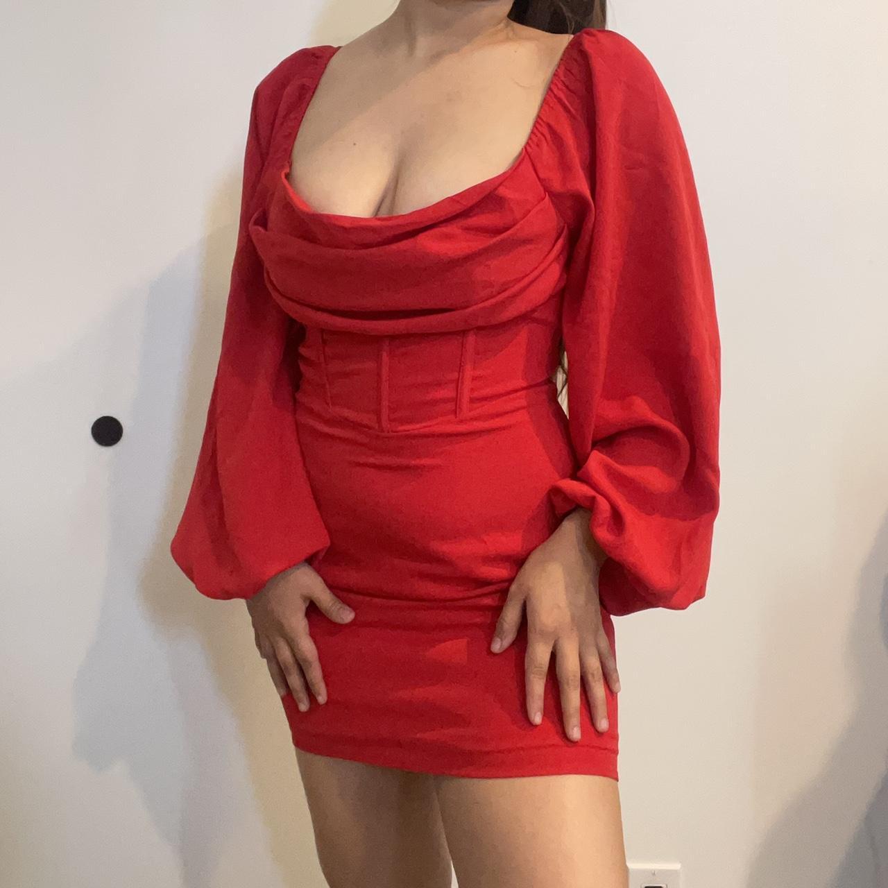 Princess Polly Lillie Long Sleeve Corset Dress ~red~ Depop