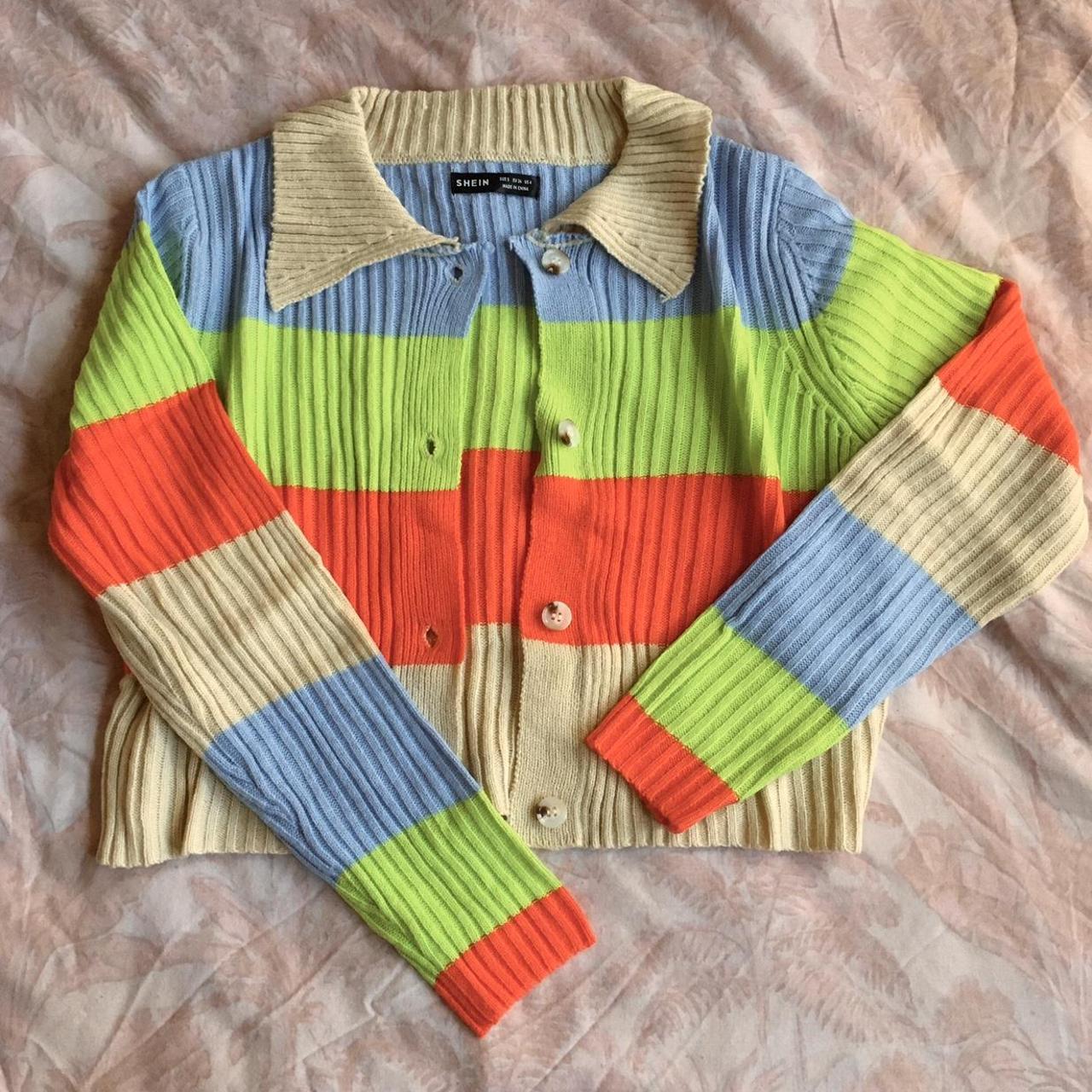 Brand new Shein striped cardigan size S. Cream with... - Depop