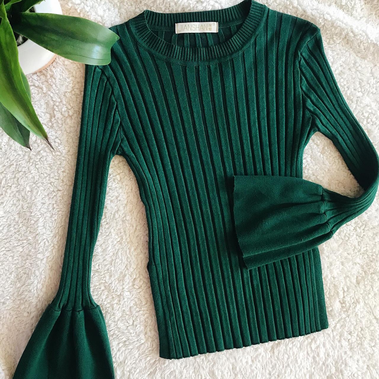 Ribbed crewneck sweater by Chinese label JIANSHAN in... - Depop