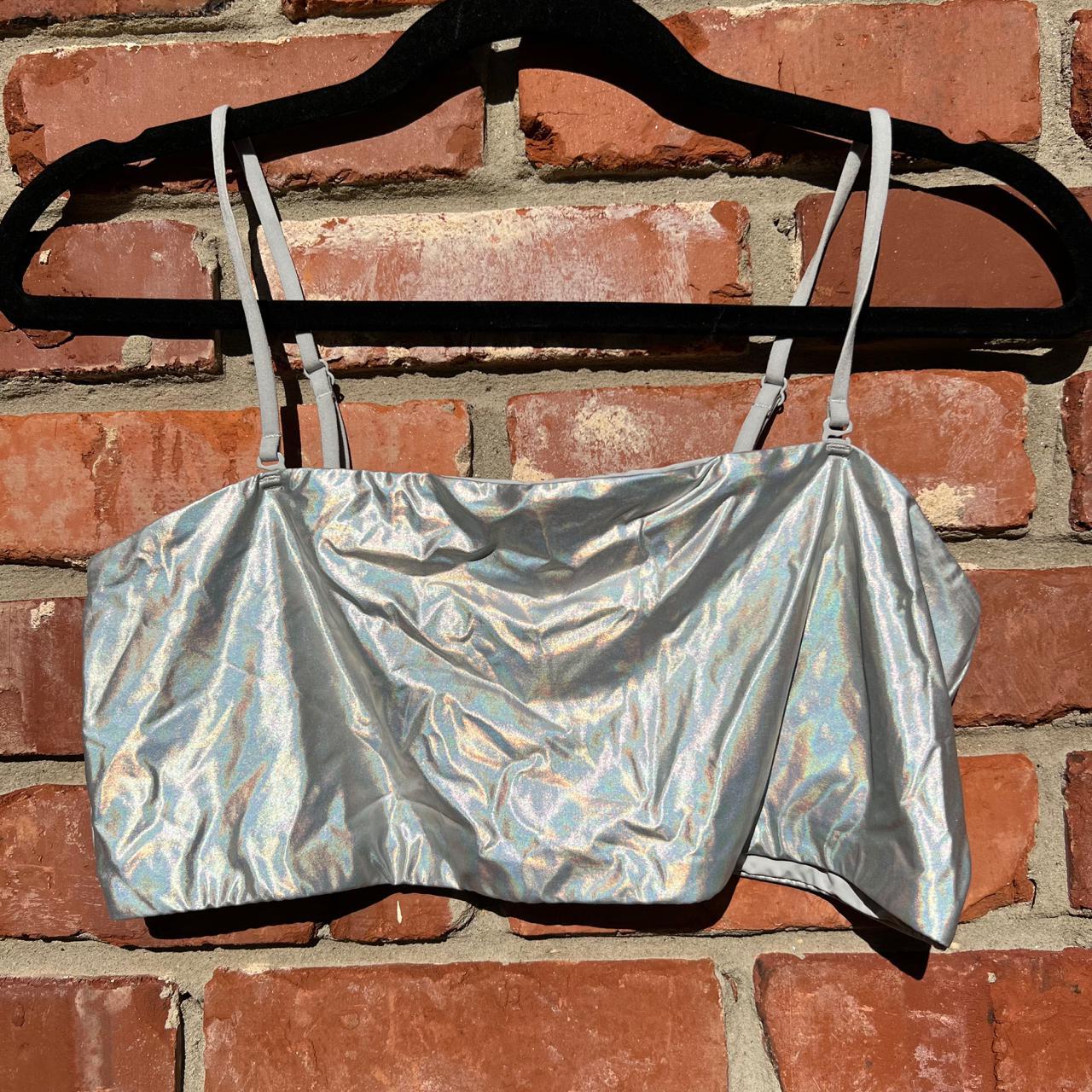 Iridescent silver colsie bra top Optional... - Depop